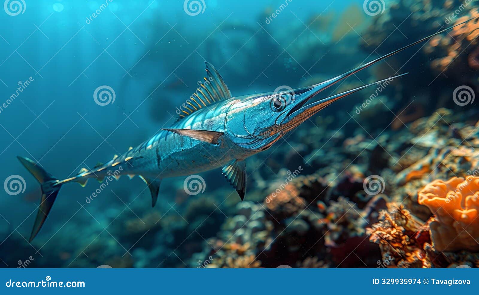 Underwater View of a Swordfish Swimming - Generative Ai Stock ...
