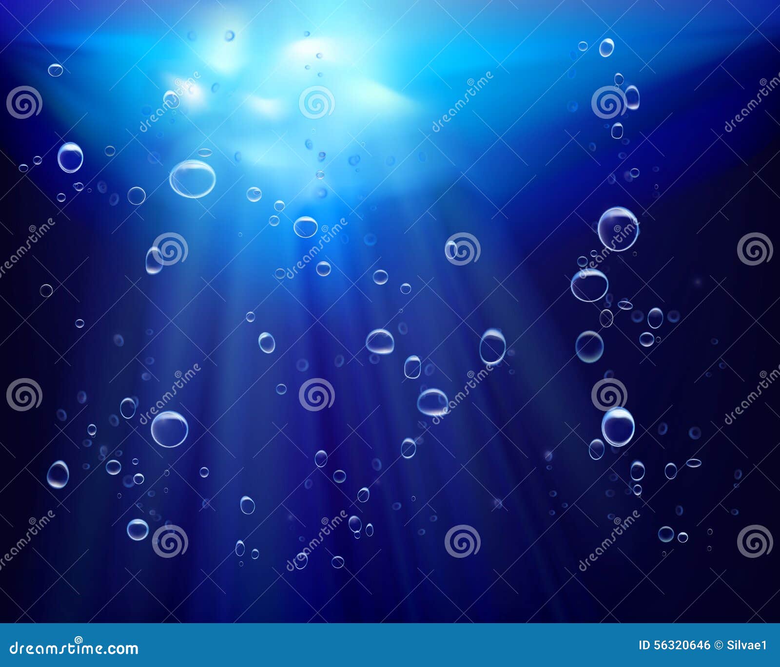 Underwater View With Sunbeams Shining And Creating God Rays In The Deep ...