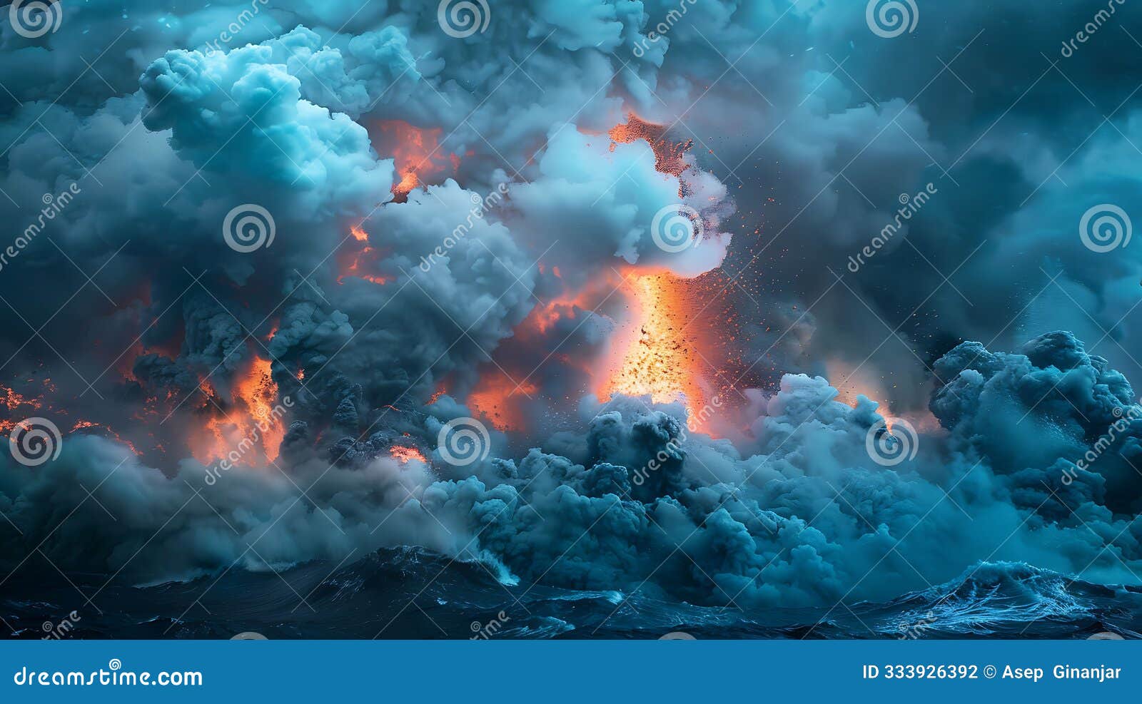 Underwater Volcano Eruption - A Digital Illustration Royalty-Free ...