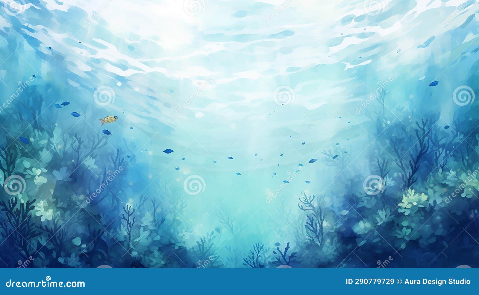 Underwater Watercolor Background Illustration Stock Illustration ...