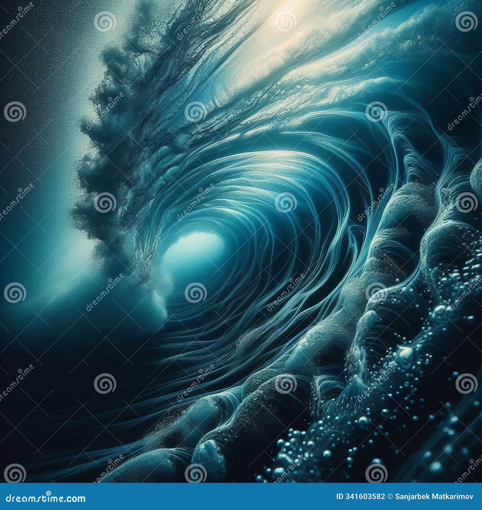 Underwater Wave Face From Beneath The Surface The Underside Of A Stock ...