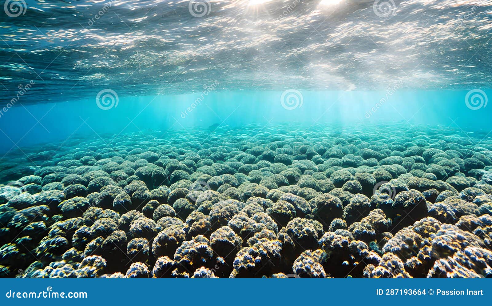 Blue Sea Wave Surface Background. Underwater View Wave on Sea Surface ...