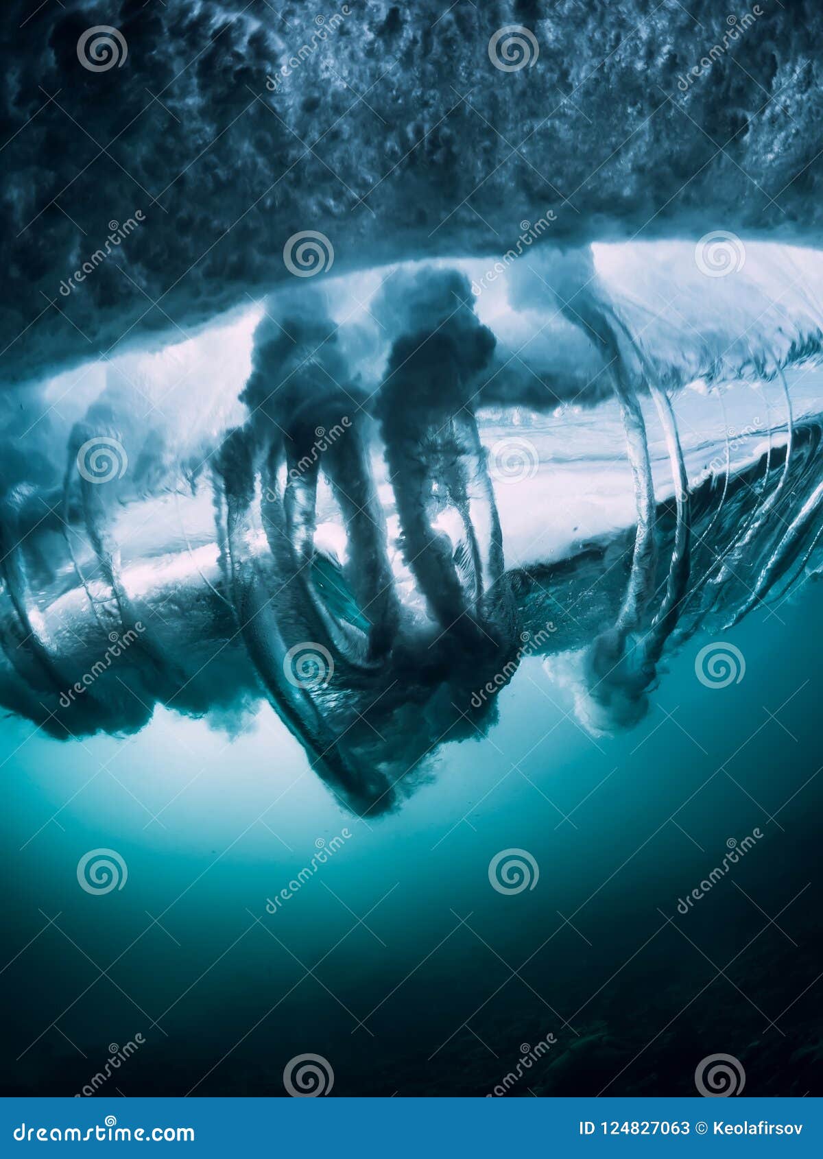 Underwater Wave Texture. Barrel Wave Crashing in Ocean with Sunlight ...