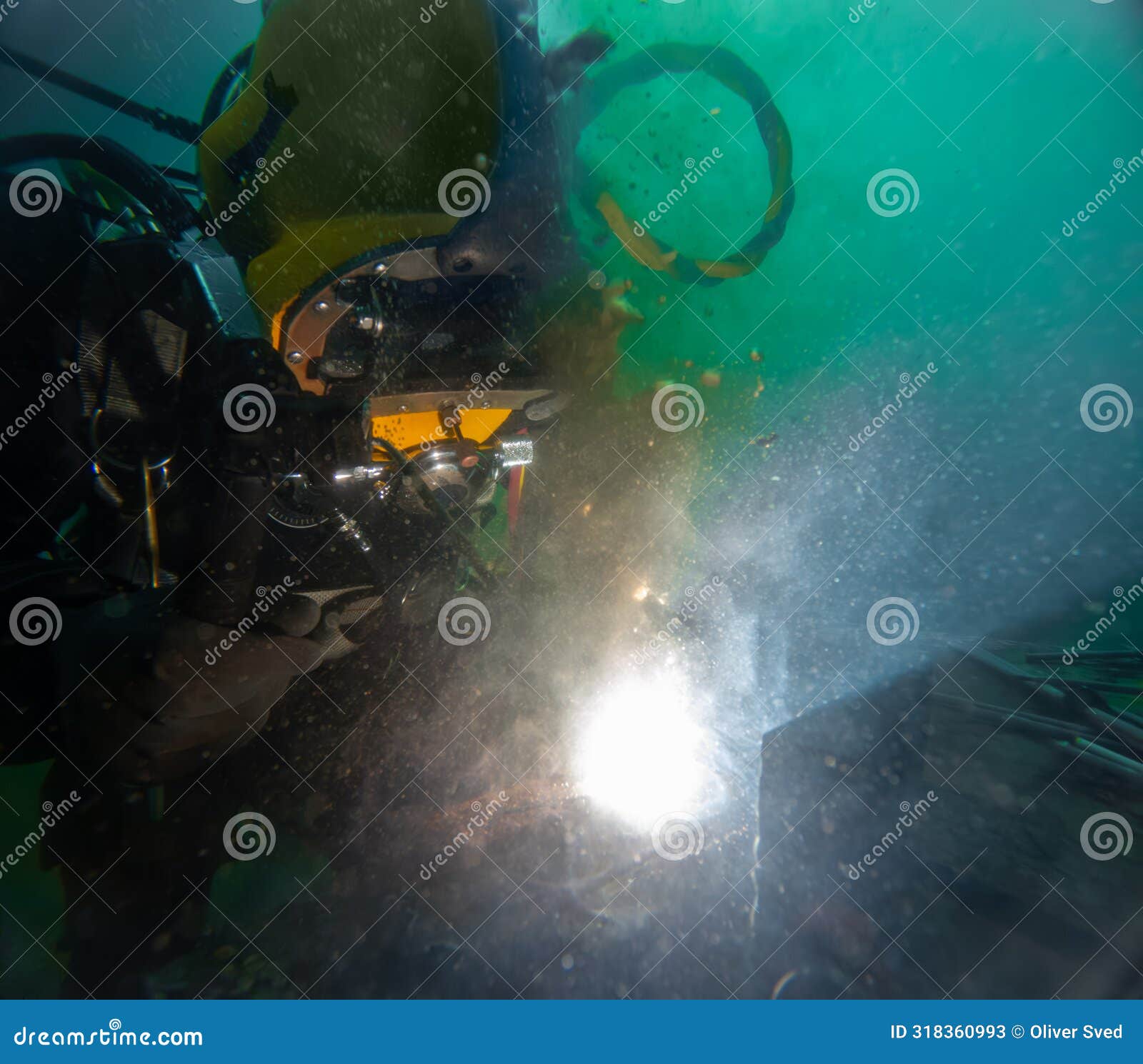 Underwater Welding in Deep Ocean Depths Stock Image - Image of gear ...