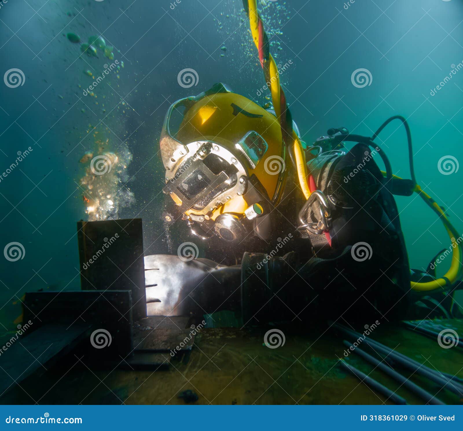 Underwater Welding in Deep Ocean Depths Stock Image - Image of ...