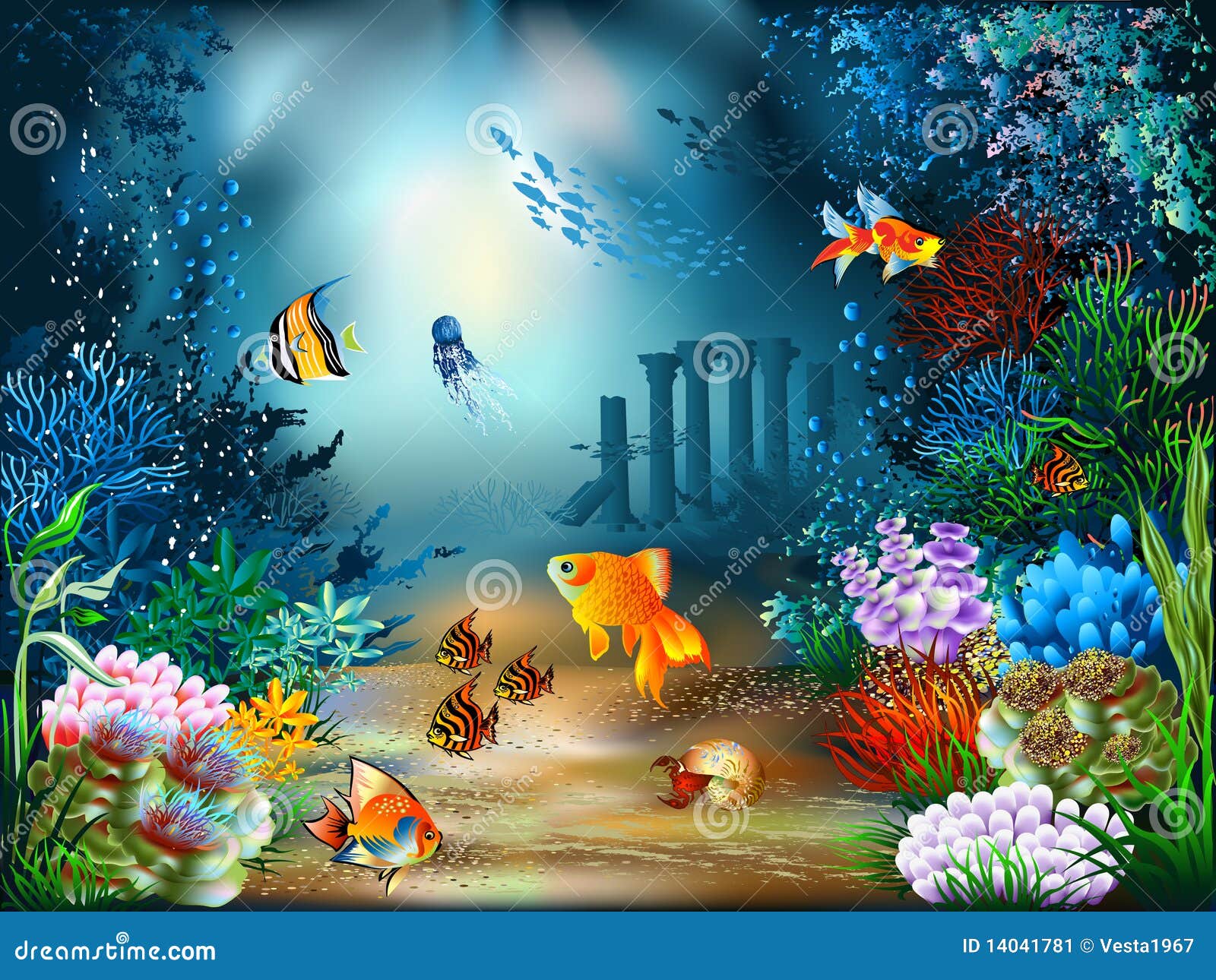 Underwater World Cartoon Illustration | CartoonDealer.com #73832834