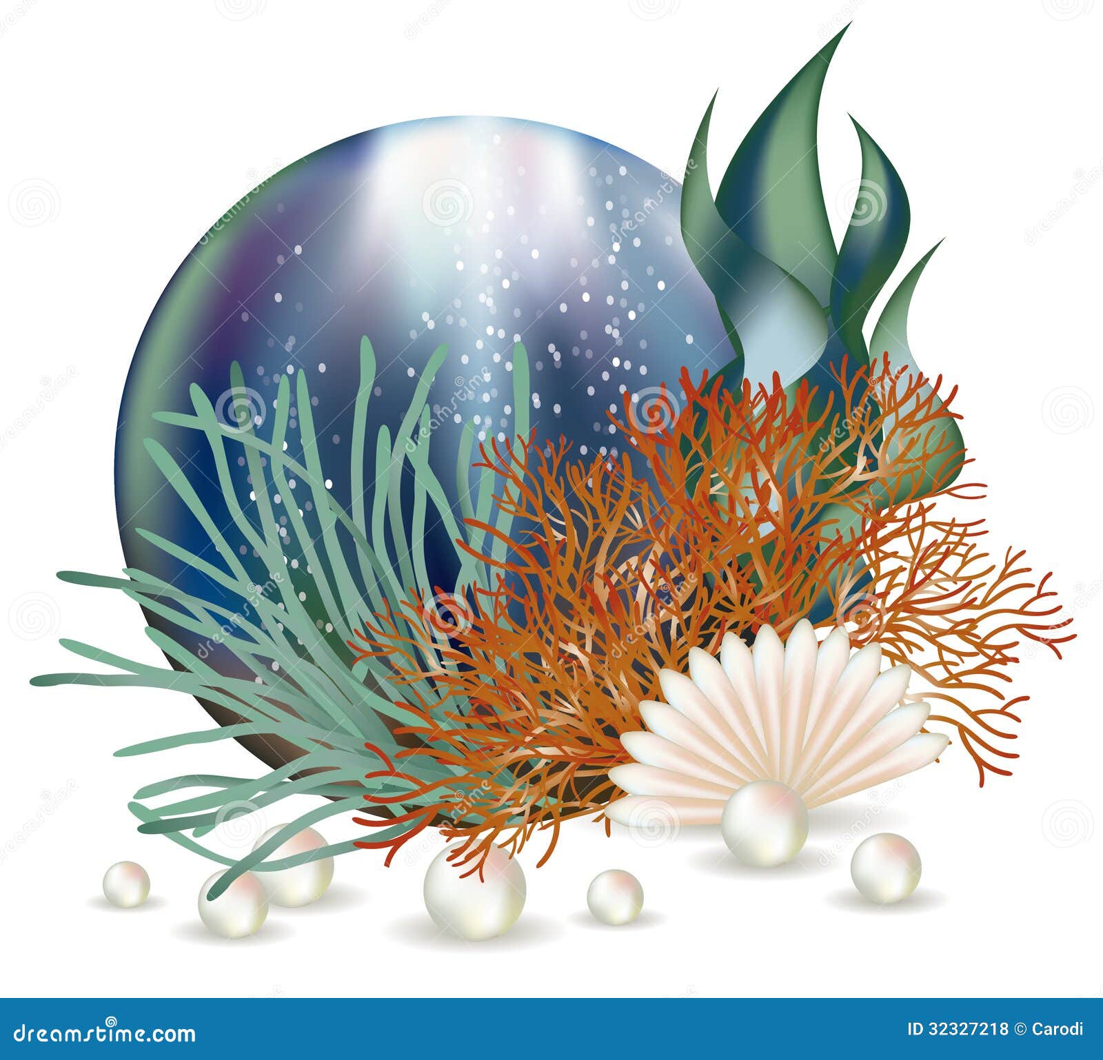 Seashell With Pearls Inside On Red Velvet Pillow. Gems, Women`s Jewelry ...