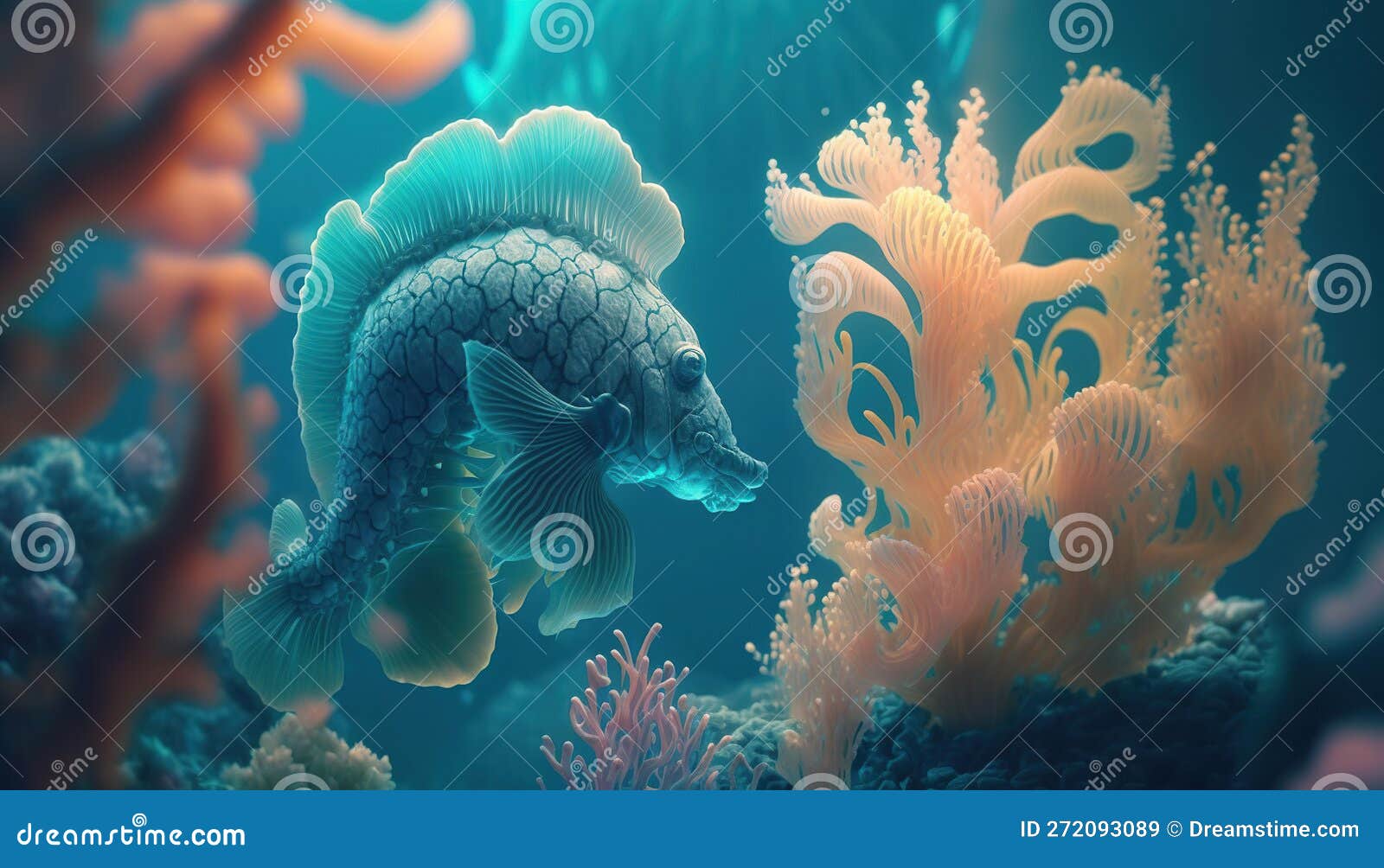 Underwater World with Beautiful Sea Creatures. Generative AI Stock ...