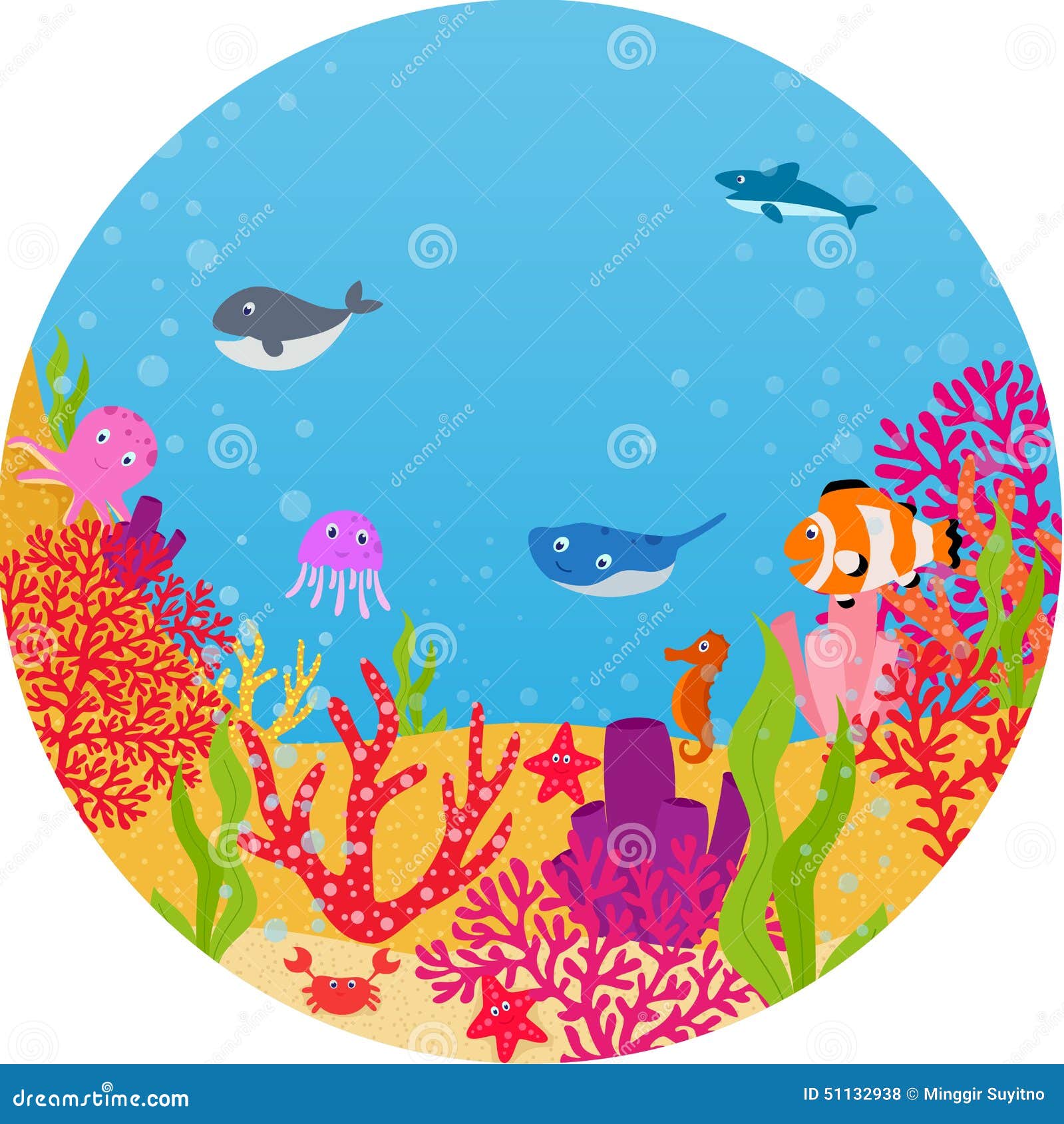 Underwater world cartoon stock vector. Illustration of bottom - 51132938