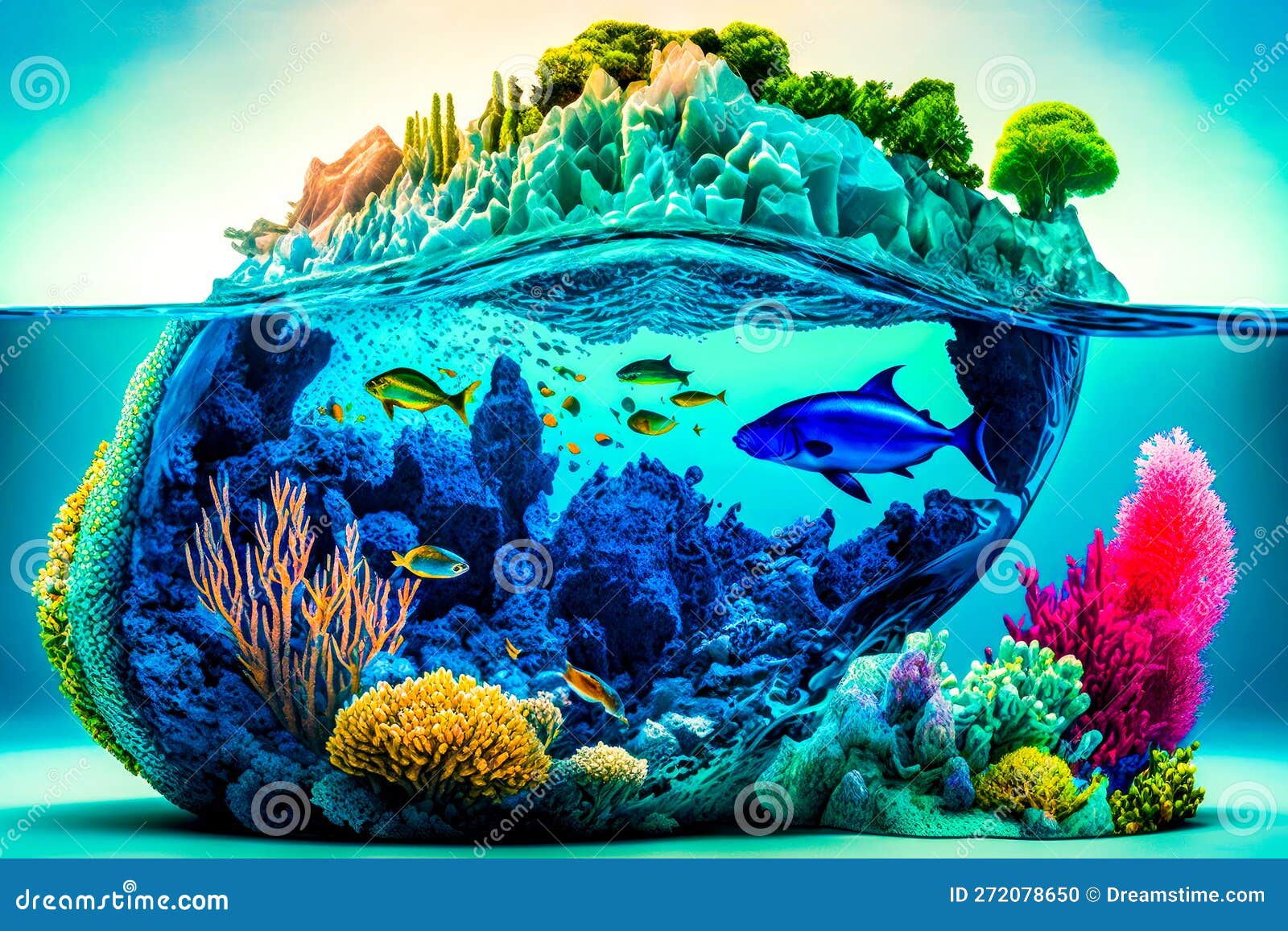 An Underwater World with Coral and Fish. Use of Ocean Resources Stock ...