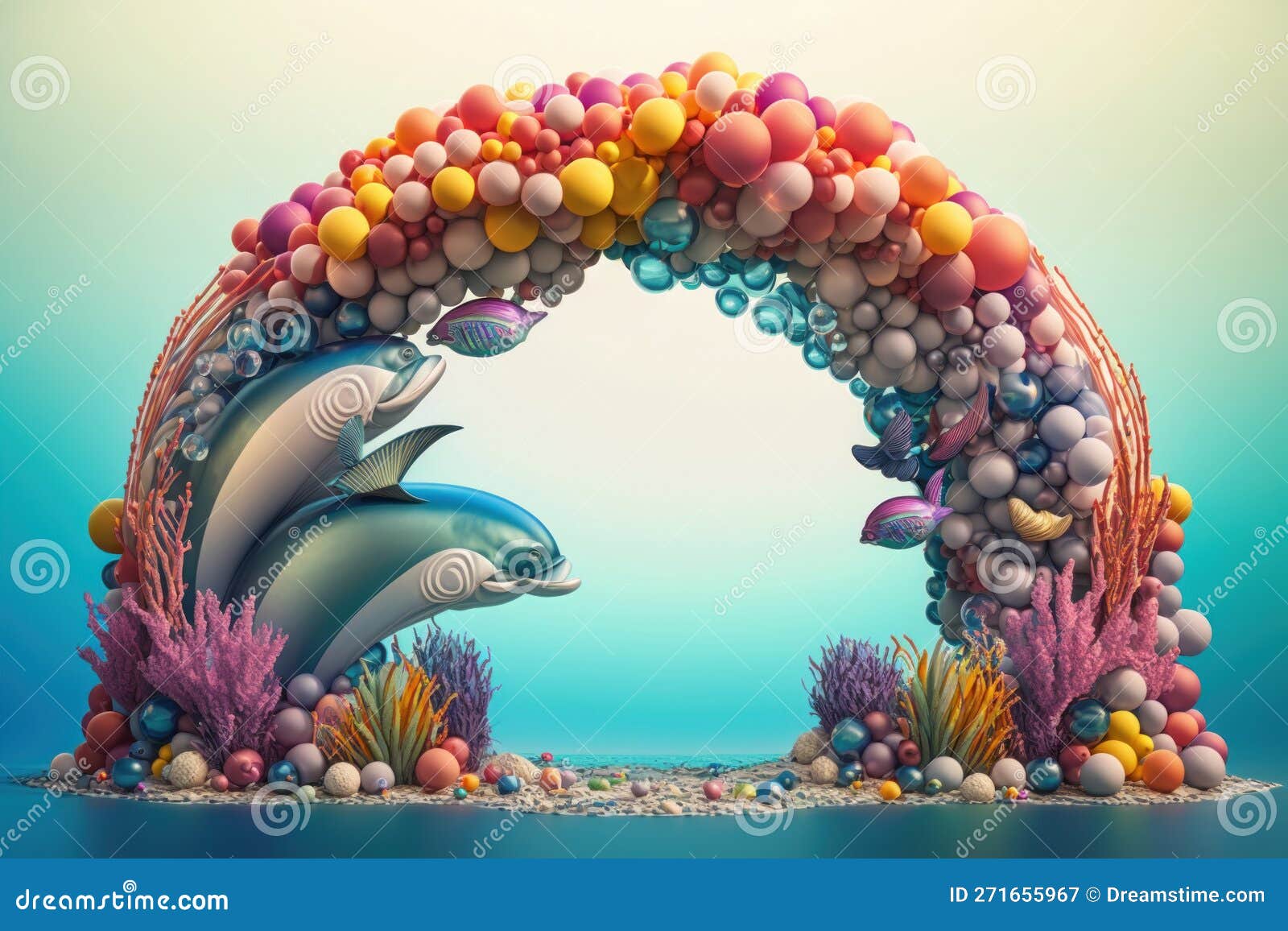 Underwater World with Dolphin and Colorful Corals Arch. Generative AI ...