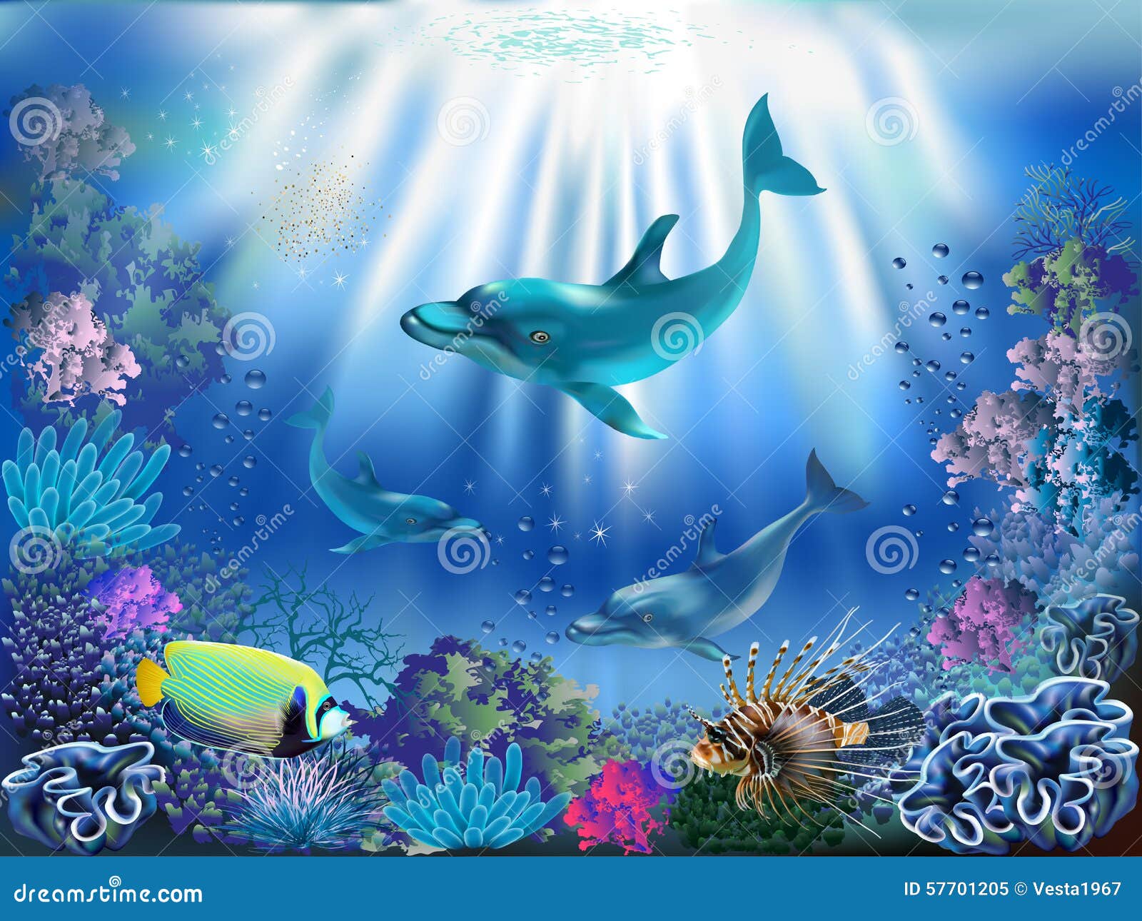 Underwater World Cartoon Illustration | CartoonDealer.com #73832834
