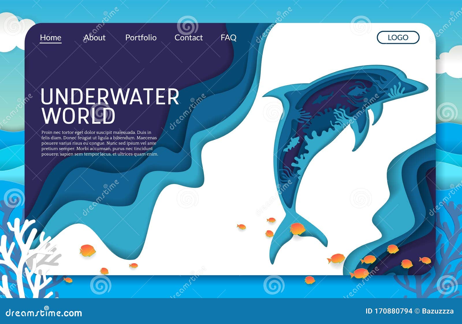 Underwater World Vector Website Landing Page Design Template Stock ...