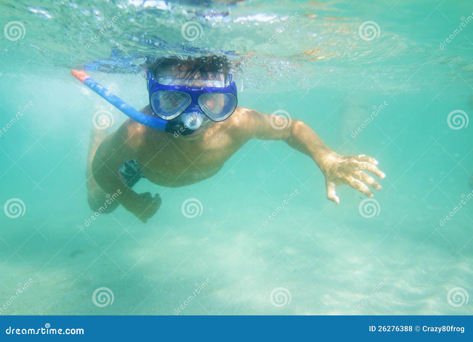 Underwater Young Boy Diving Stock Photo - Image of funny, movement ...