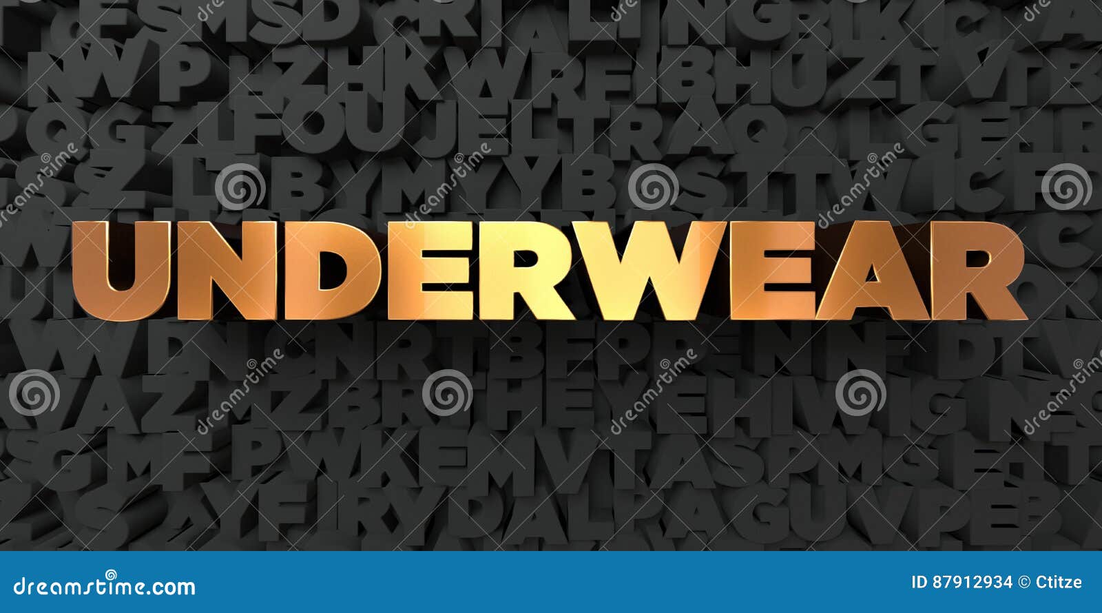 Underwear Gold Text On Black Background 3d Rendered Royalty Free