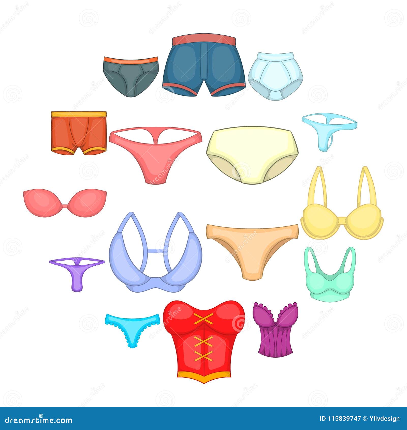 Underwear Icons Set, Cartoon Style Stock Vector - Illustration of ...