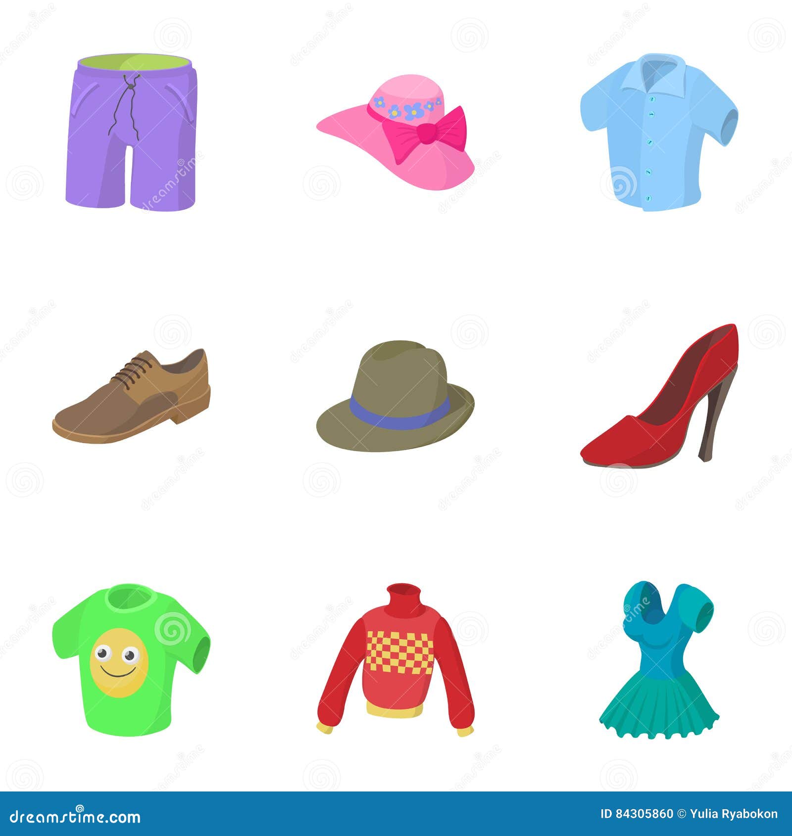 Underwear Icons Set, Cartoon Style Stock Vector - Illustration of ...
