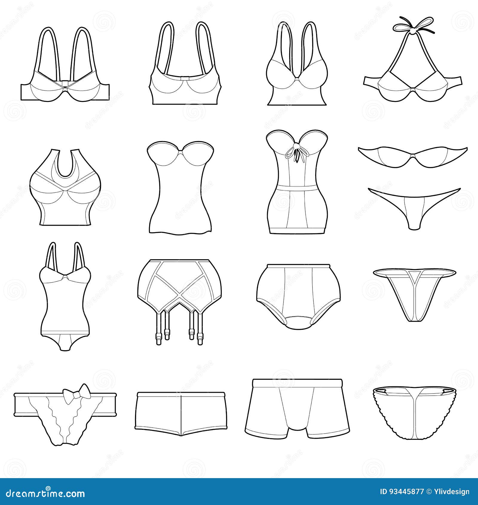 Underwear Icons Set Color, Outline Style Stock Vector - Illustration of ...