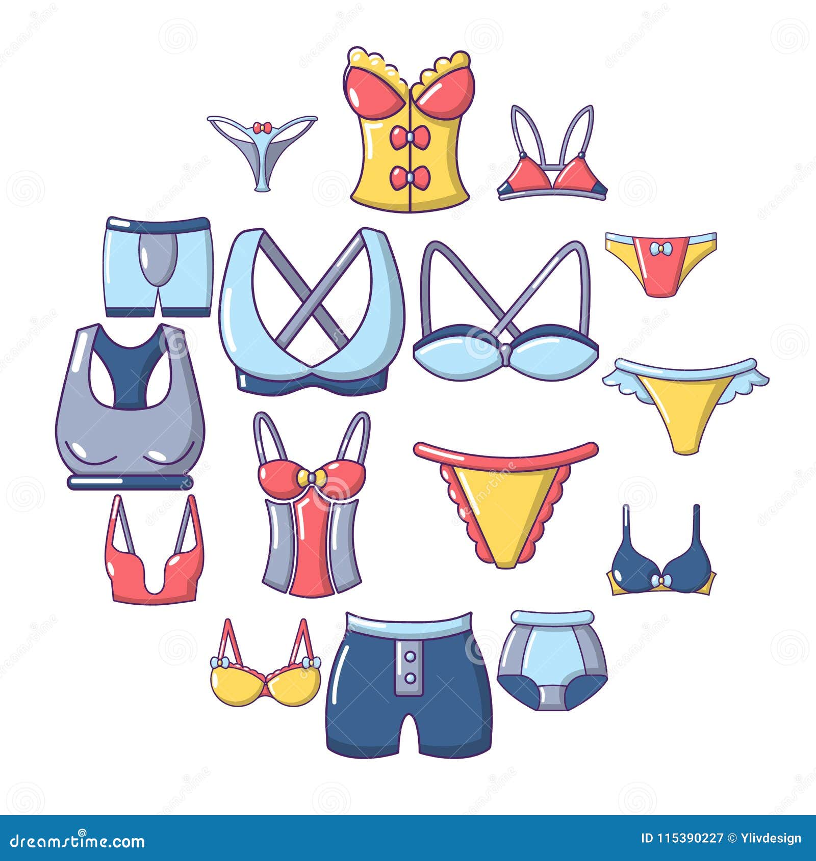 Underwear Types Icons Set Cartoon Style Stock Vector Illustration Of