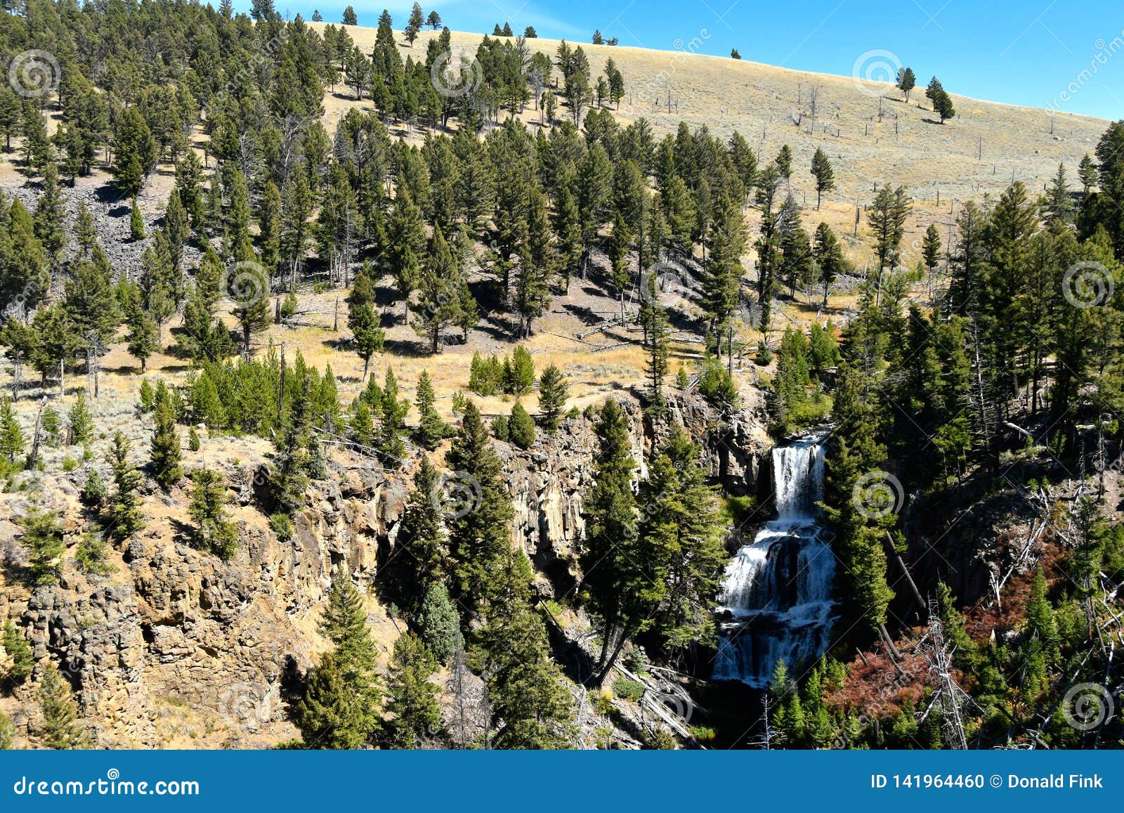 Undine Falls in Yellowstone National Park Stock Photo - Image of park ...