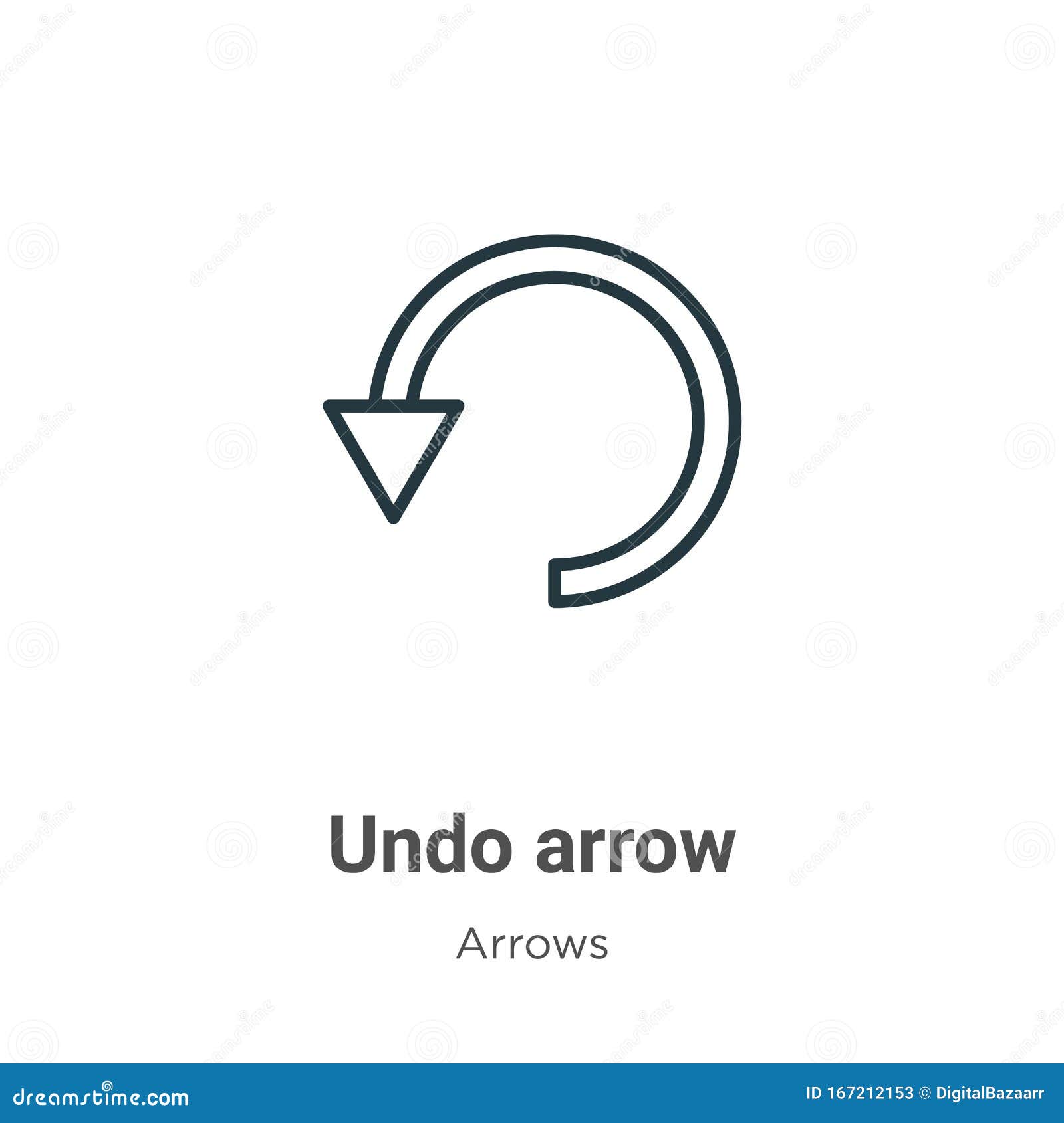 Undo Arrow Outline Vector Icon. Thin Line Black Undo Arrow Icon, Flat ...