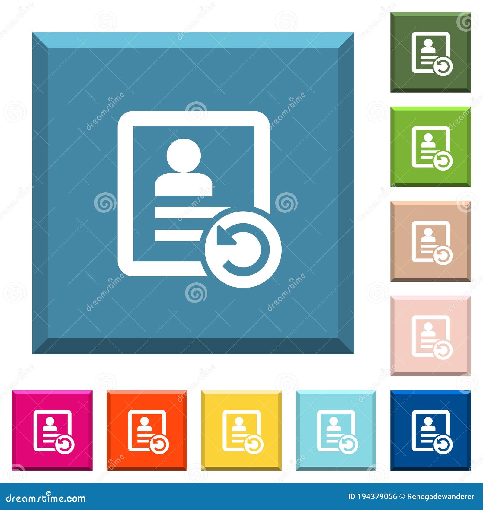 Undo Contact Changes White Icons on Edged Square Buttons Stock Vector ...