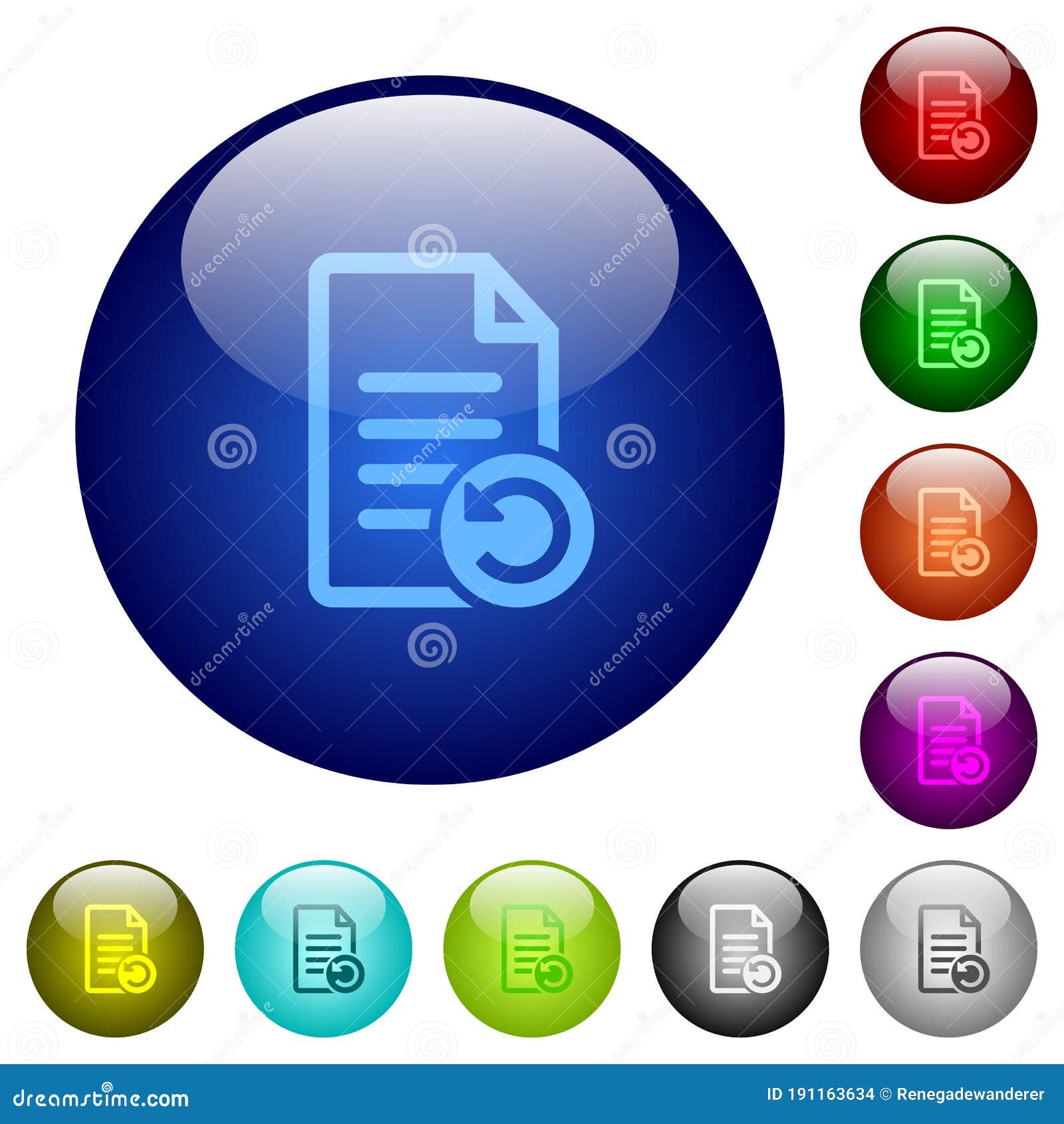 Undo Document Changes Color Glass Buttons Stock Vector - Illustration ...