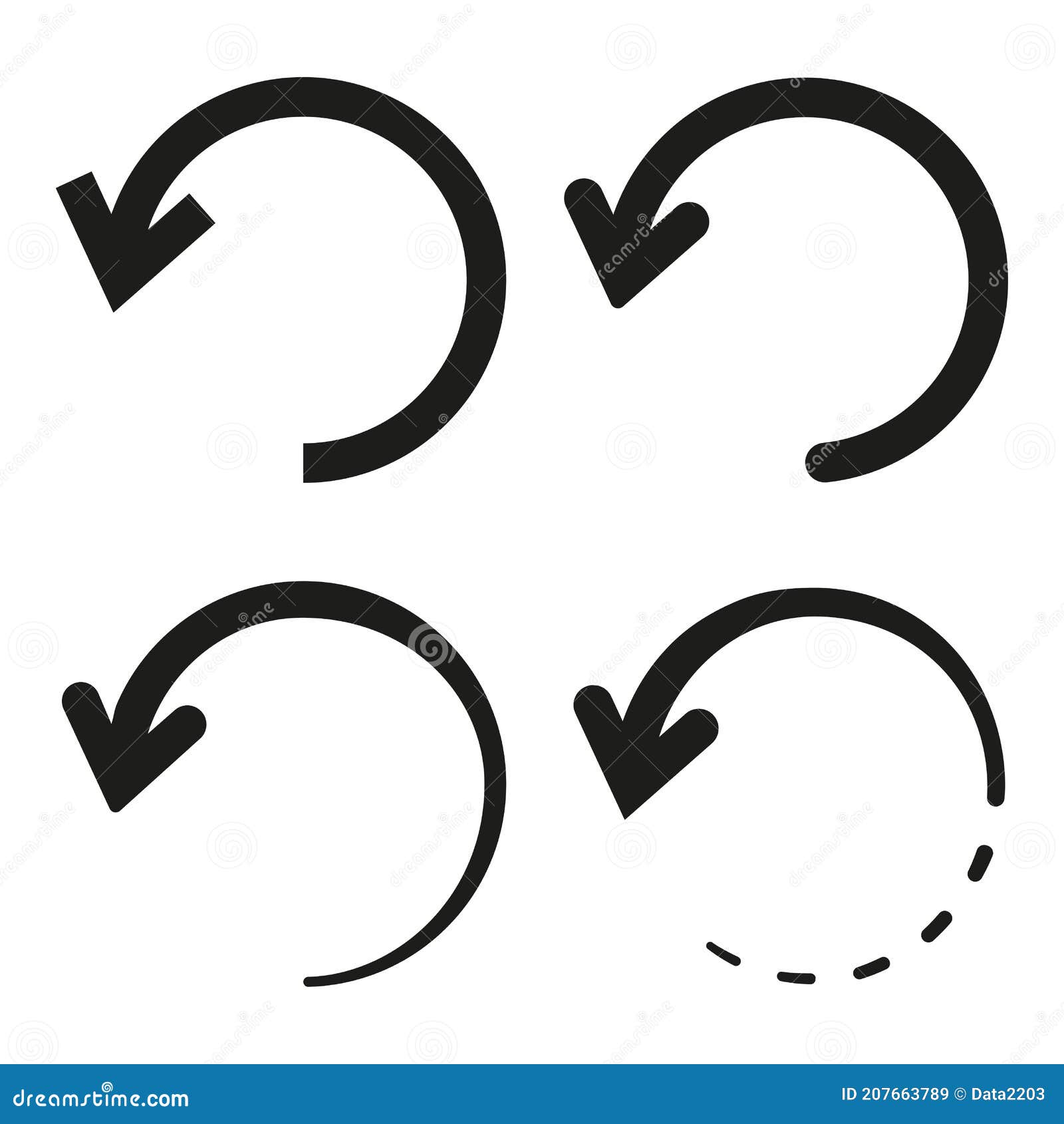 Undo icon set stock vector. Illustration of round, vector - 207663789