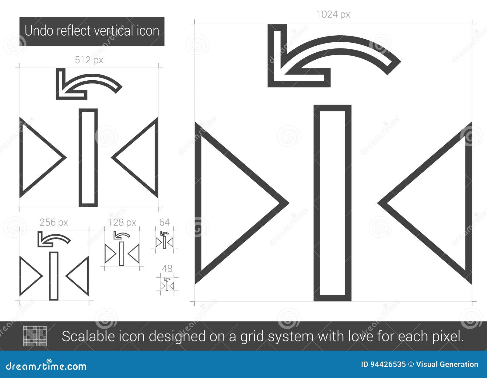 Undo Reflect Vertical Line Icon. Stock Vector - Illustration of ...
