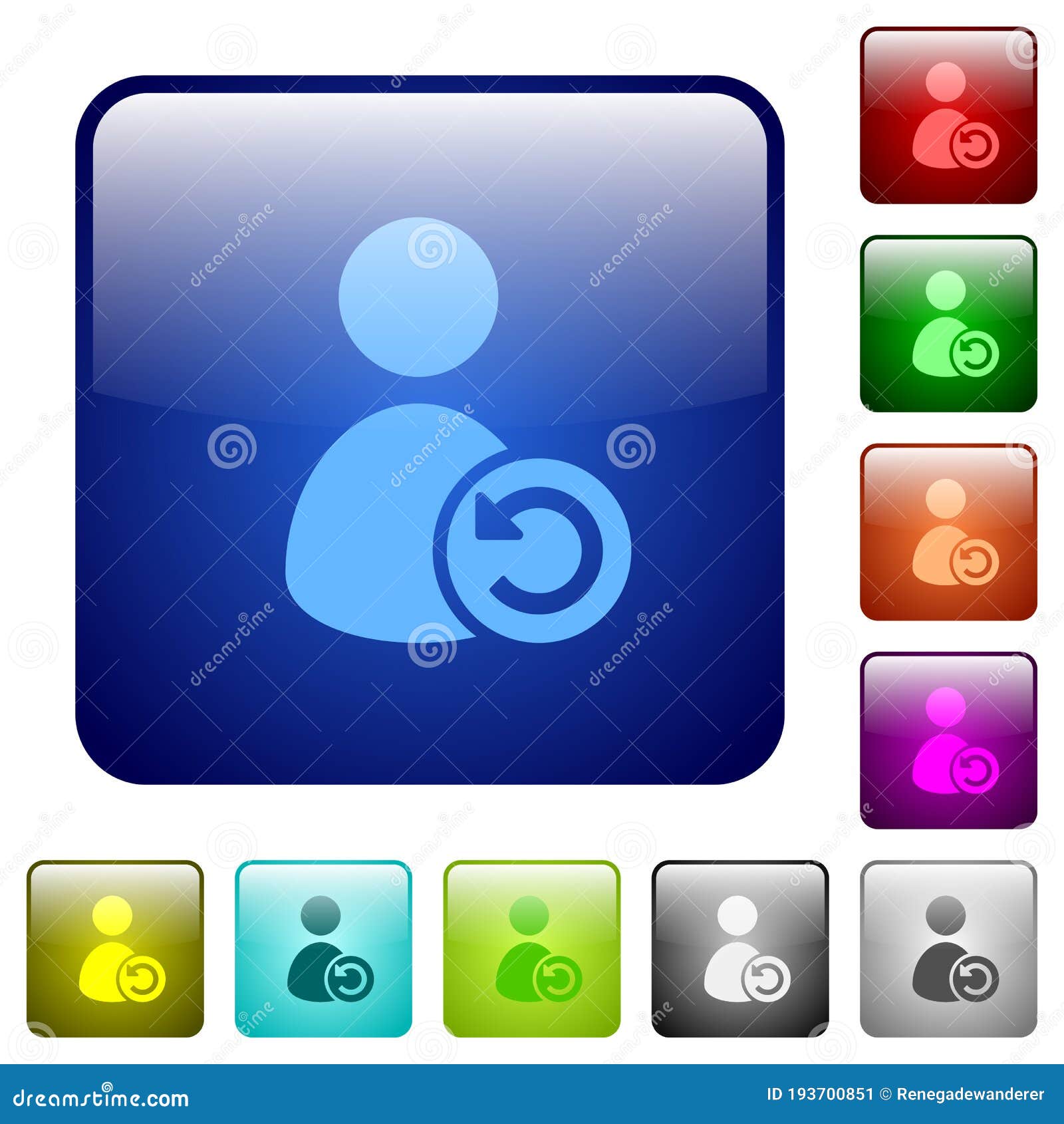 Undo User Account Changes Color Square Buttons Stock Illustration ...