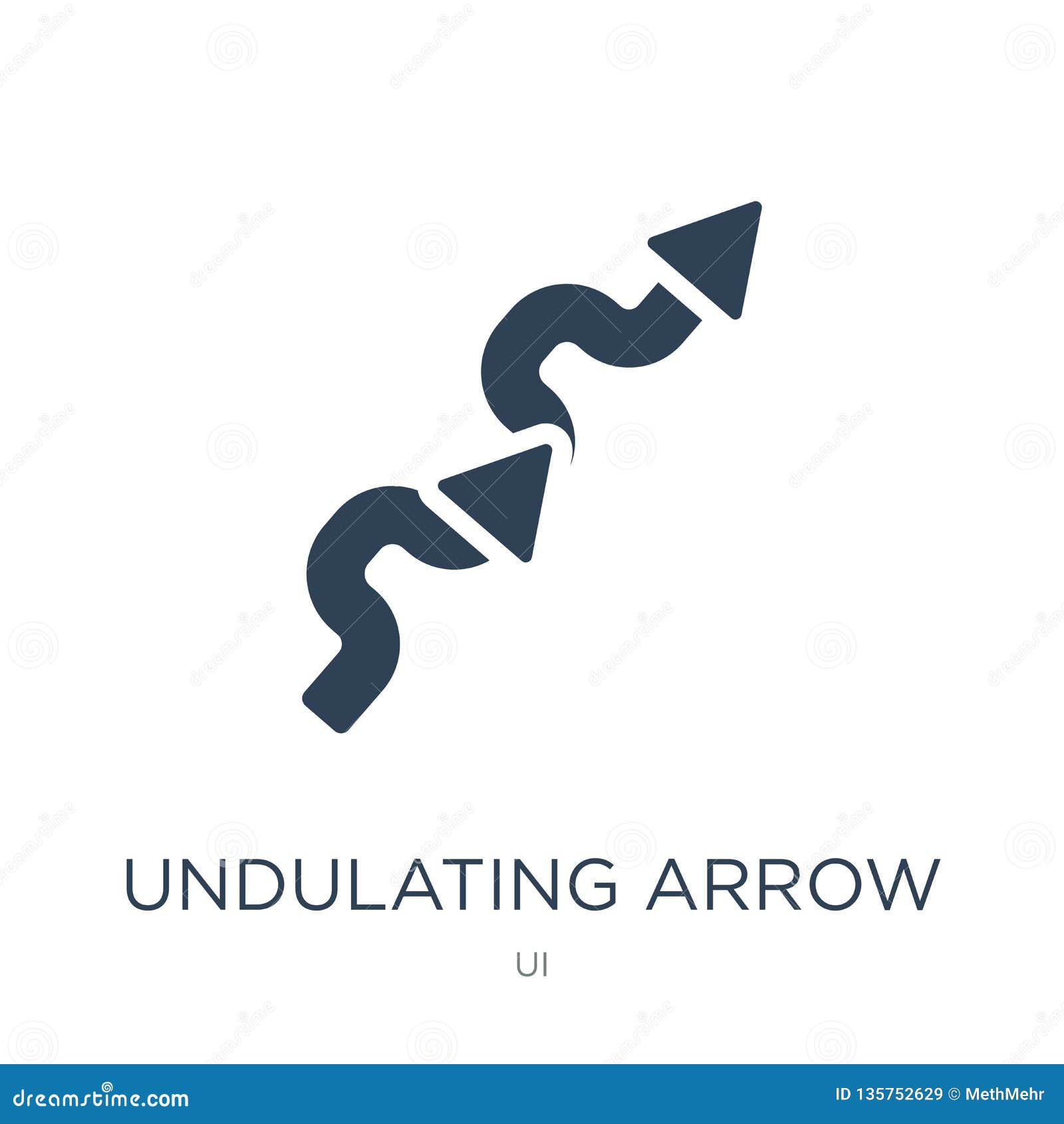 Undulating Arrow Vector Icon On White Background. Flat Vector ...