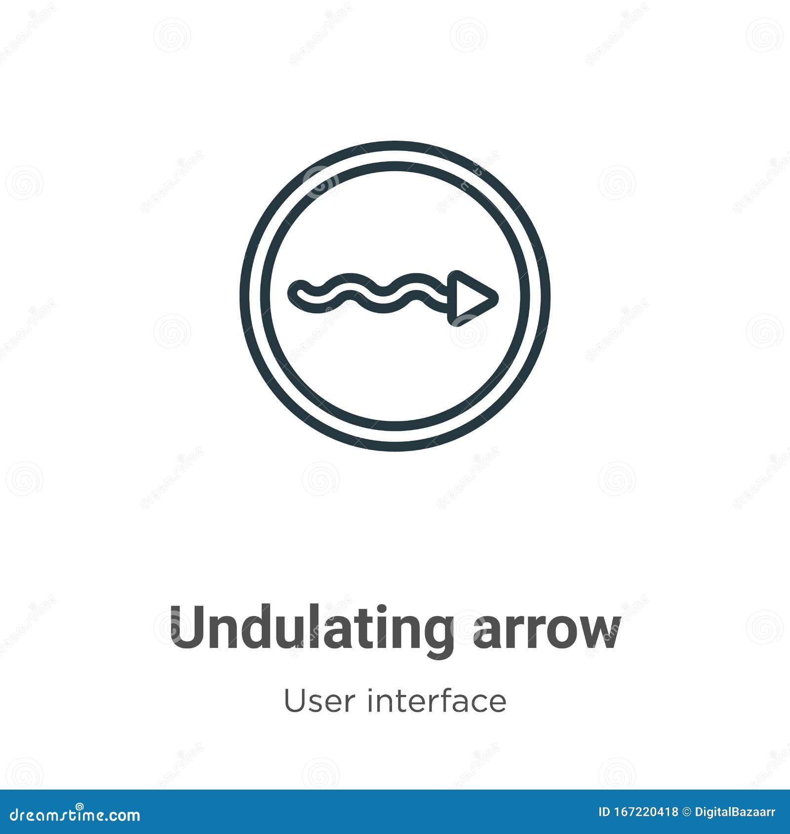 Undulating Arrow Vector Icon On White Background. Flat Vector ...