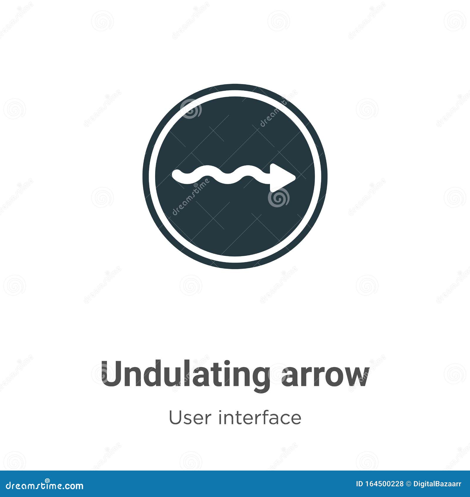 Undulating Arrow Vector Icon On White Background. Flat Vector ...