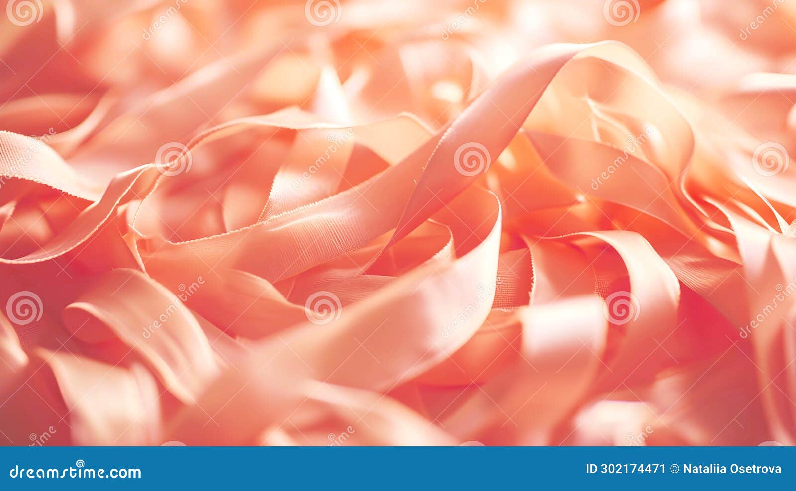 Undulating Ribbon Waves in Peach Collor. Blurred Background Stock ...