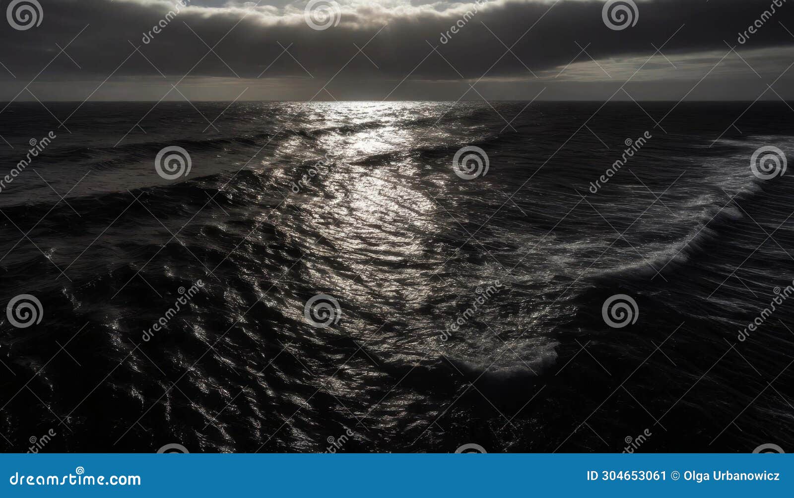 Undulating Surface of the Ocean with Sun Reflecting on the Surface ...