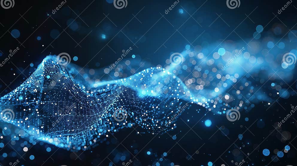 Undulating Wave of Blue Lights Stock Photo - Image of design, energy ...