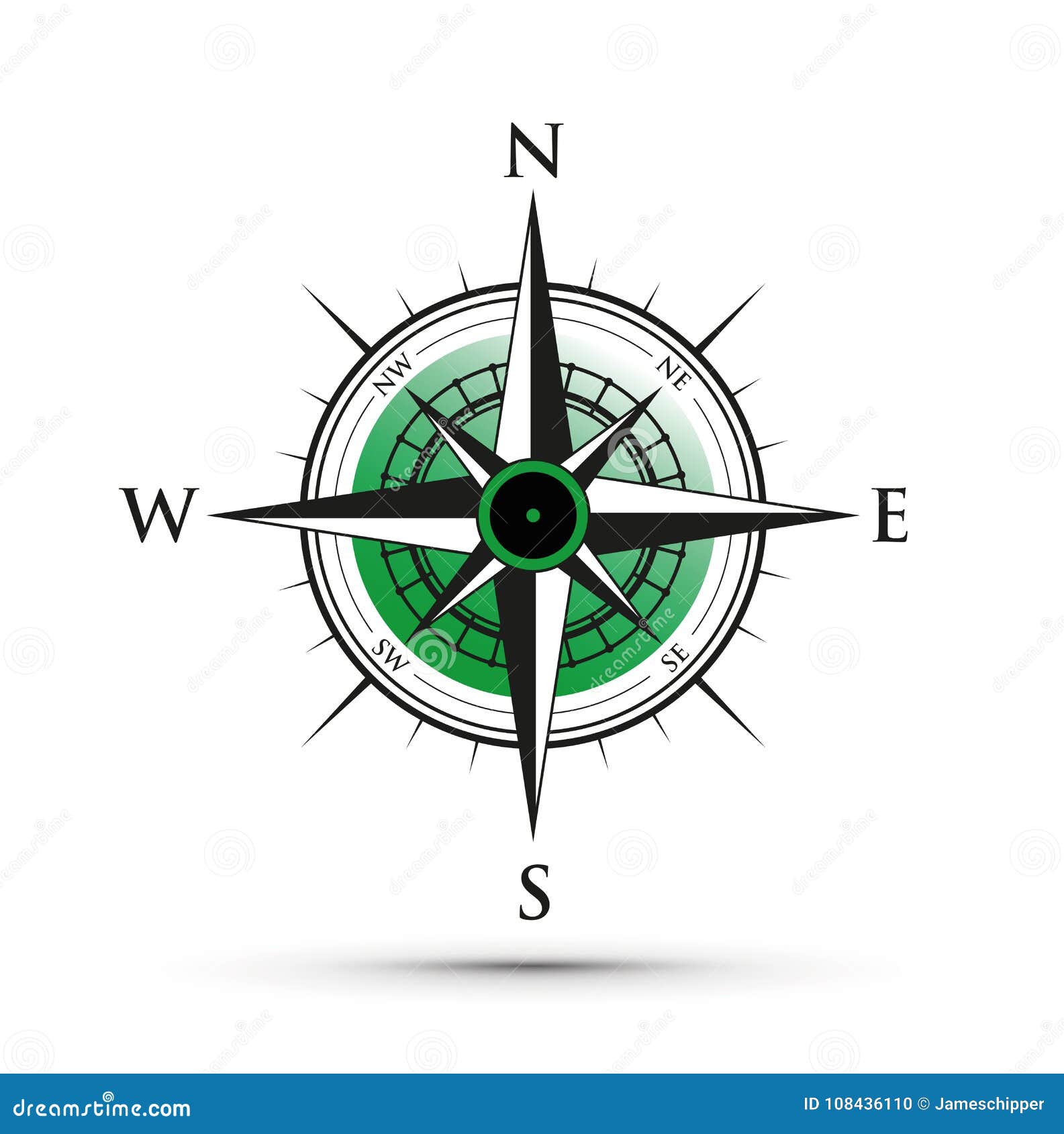 Une boussole verte illustration de vecteur. Illustration du globe ...