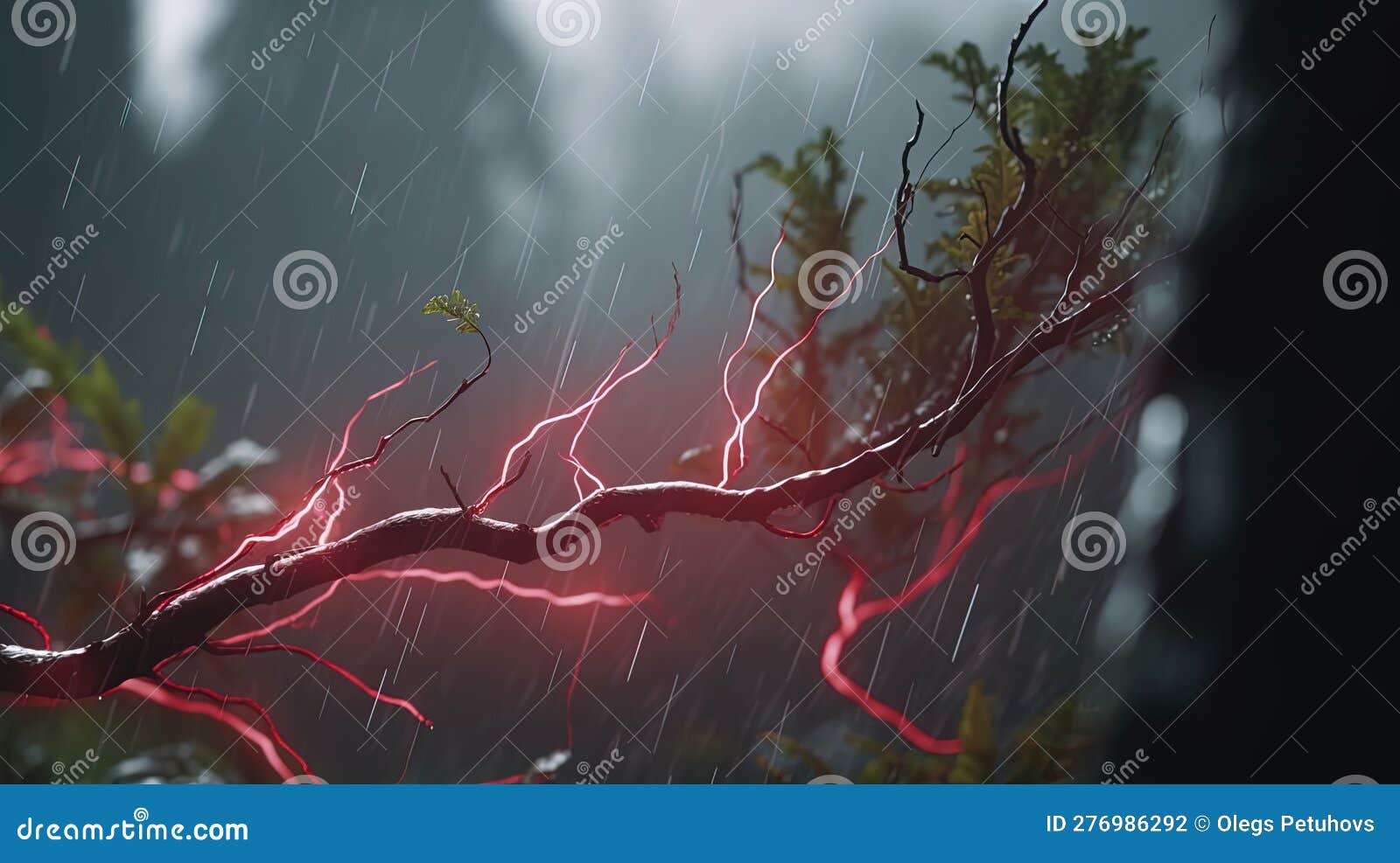 Une Branche D'arbre Avec Un Feu Rouge Venant De Ses Branches ...