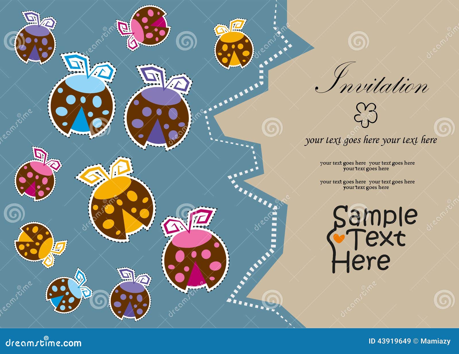 Une Carte De Voeux De Madame Bug Illustration de Vecteur - Illustration ...