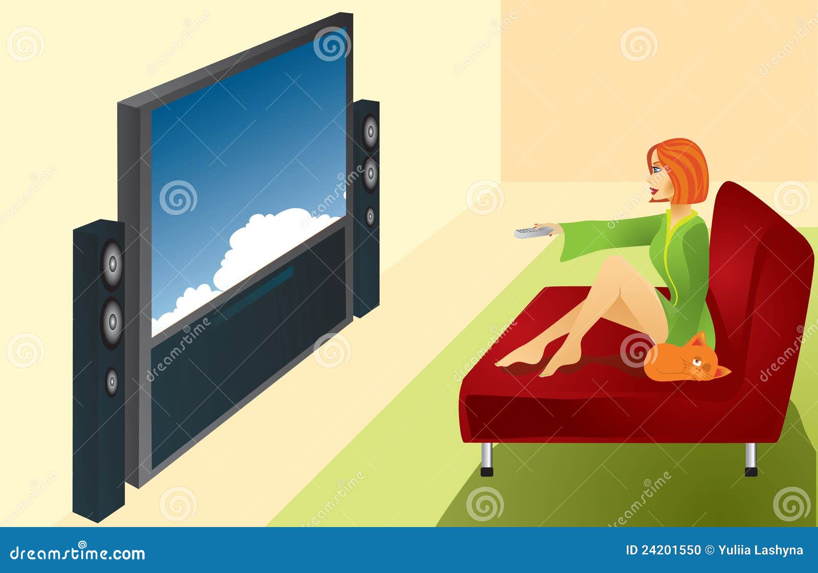 Une Femme Regarde La TV Photo stock - Image: 24201550