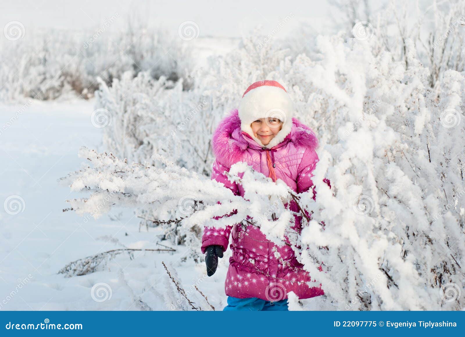 Une fille marche en hiver image stock. Image du activité - 22097775