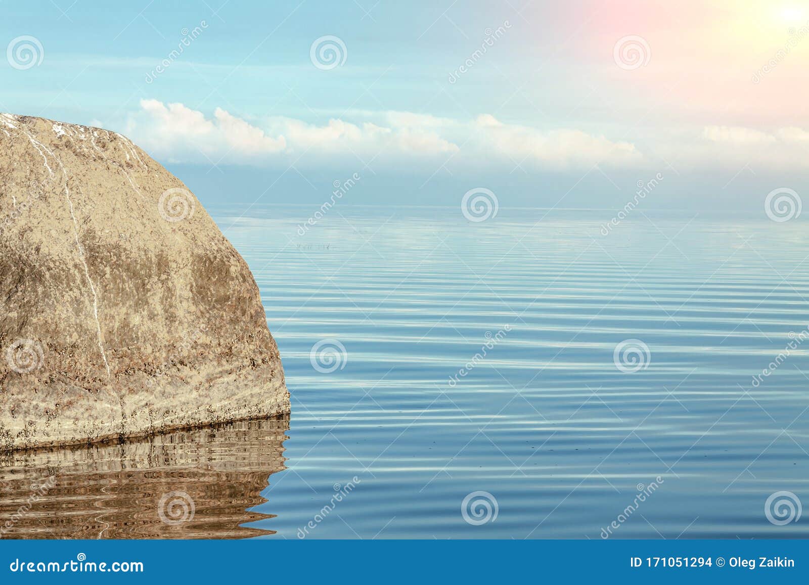 Une Grosse Pierre Au Milieu Du Lac Photo stock - Image du plage, côte ...