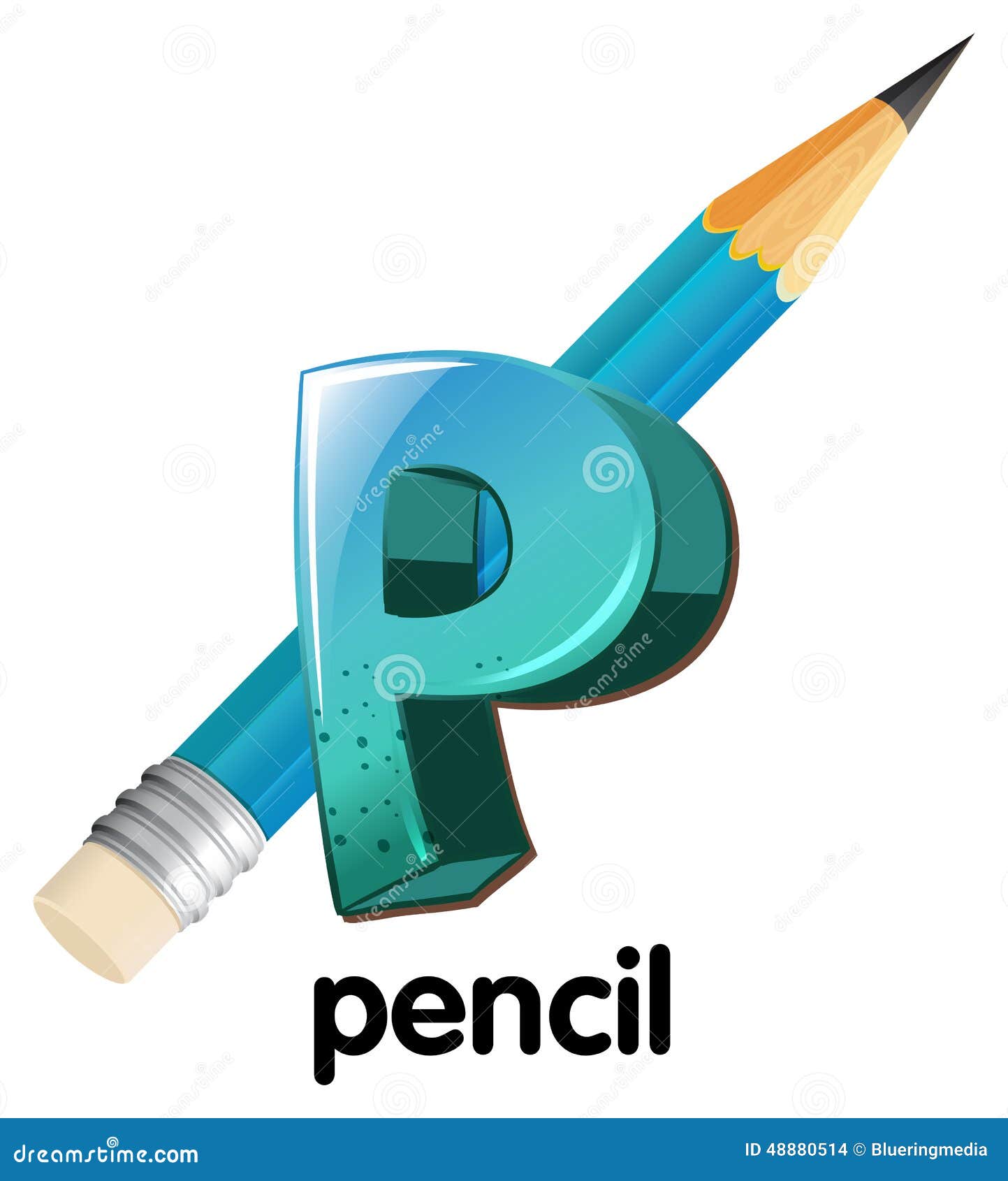 Une Lettre P Pour Le Crayon Illustration Stock - Illustration du fond ...
