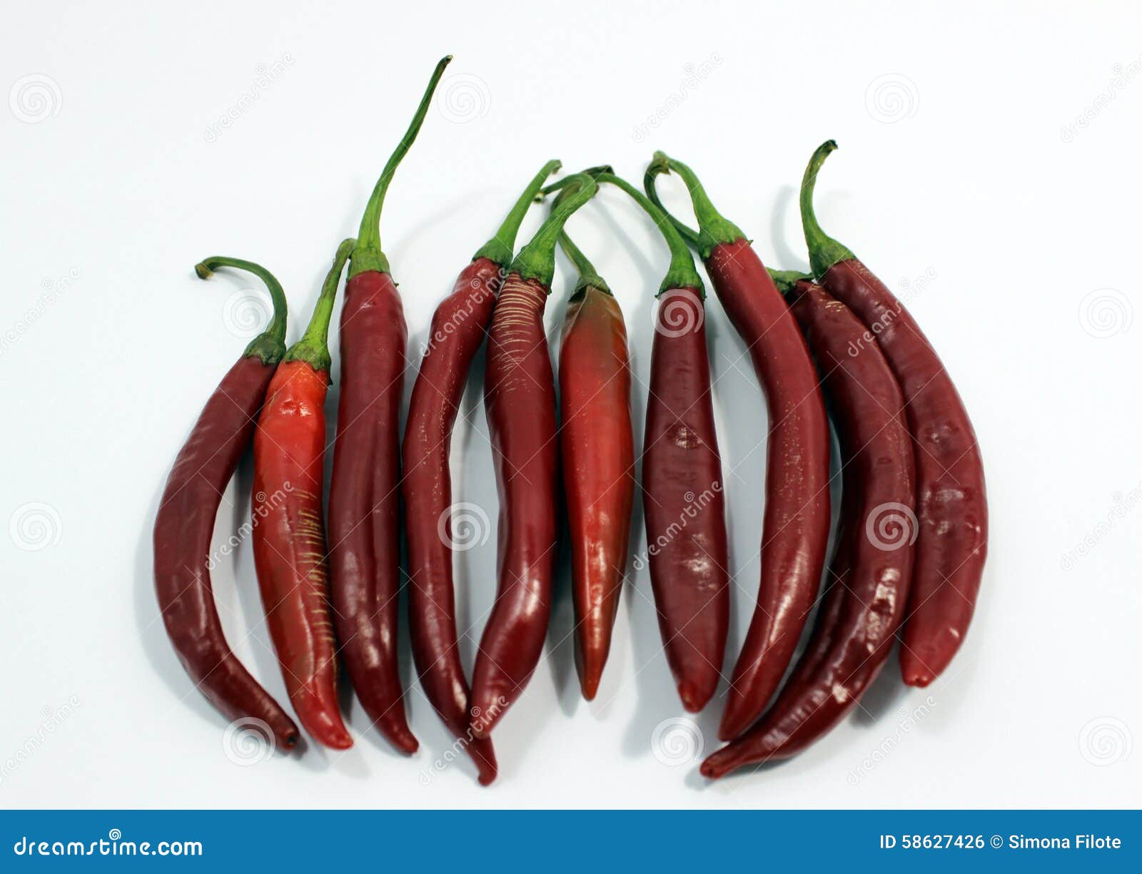 Une Ligne Des Piments Rouges Photo stock - Image du rouge, épicé: 58627426