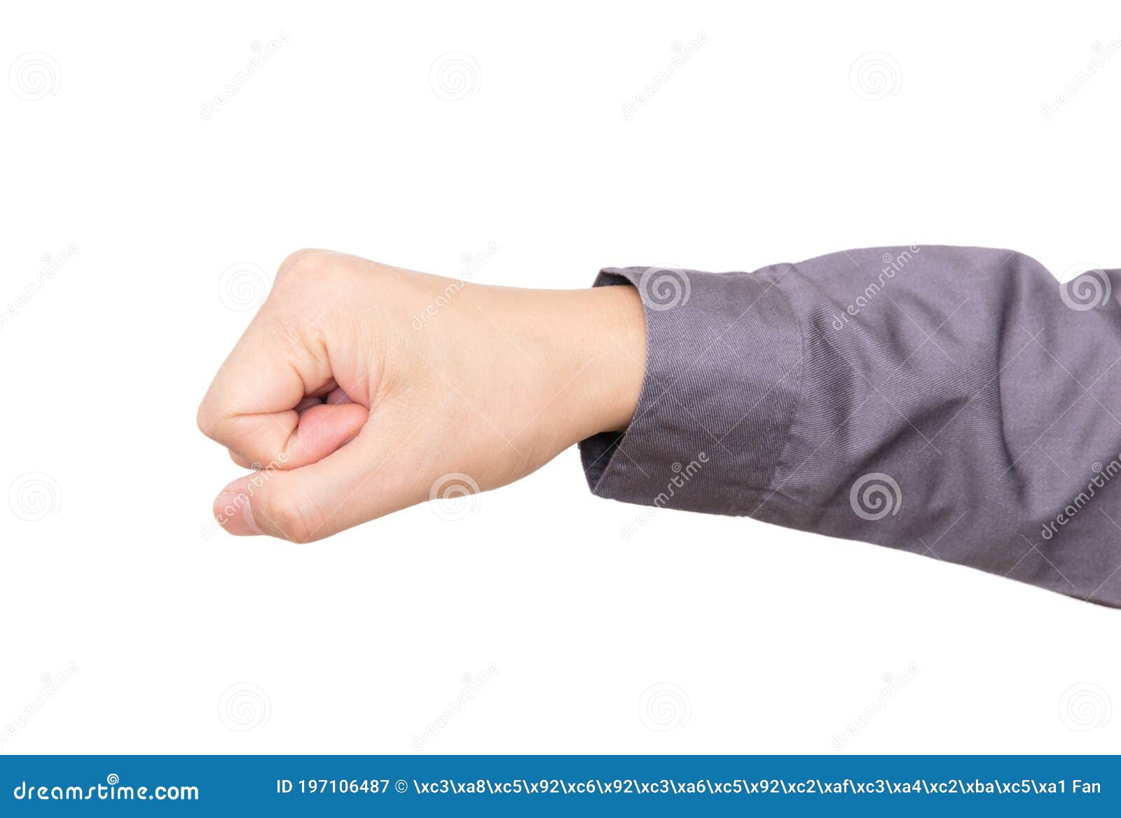 Une Main Faisant Le Poing Devant Un Fond Blanc Image stock - Image du ...