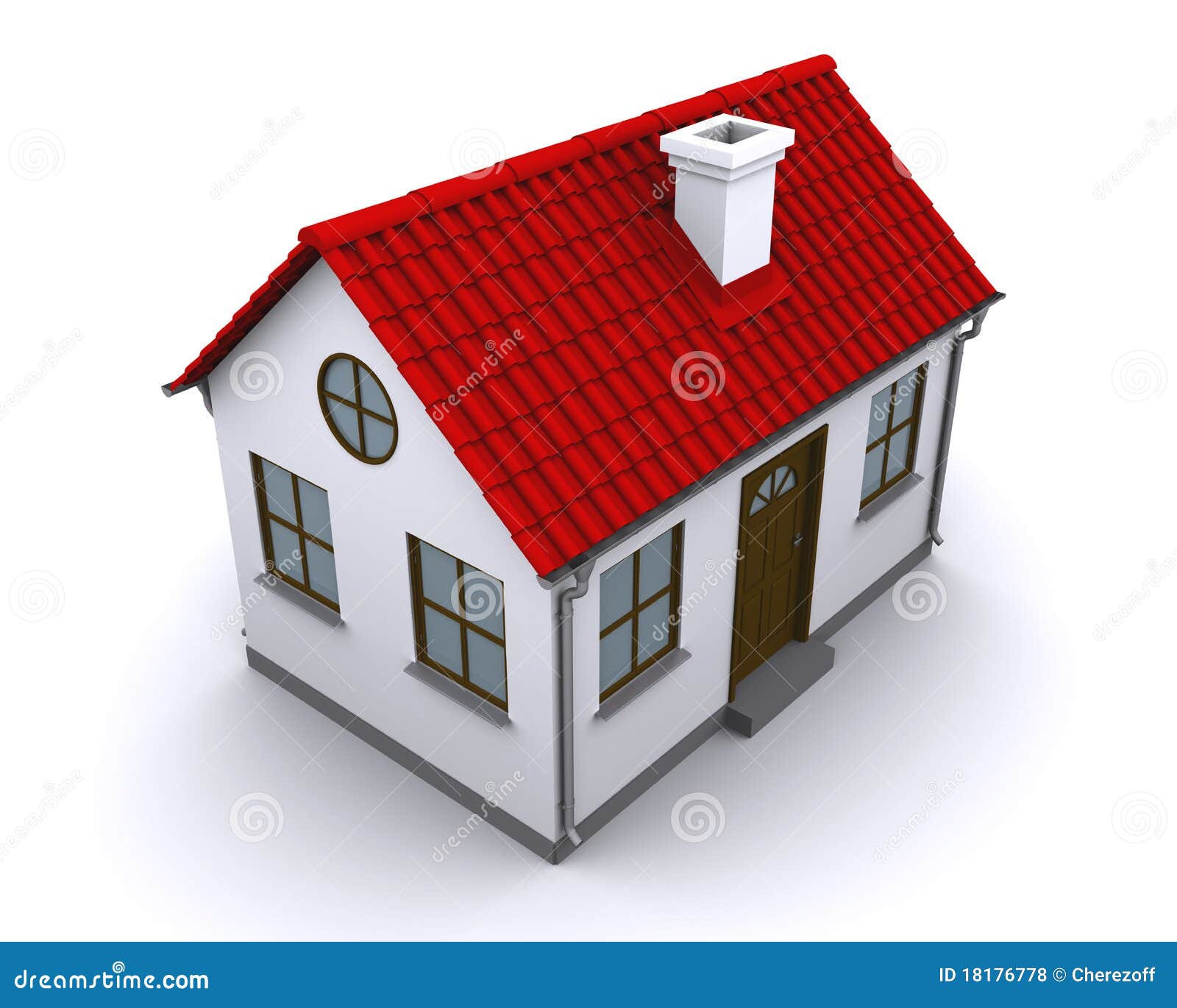 Une Petite Maison Avec Le Toit Rouge Illustration Stock - Illustration ...
