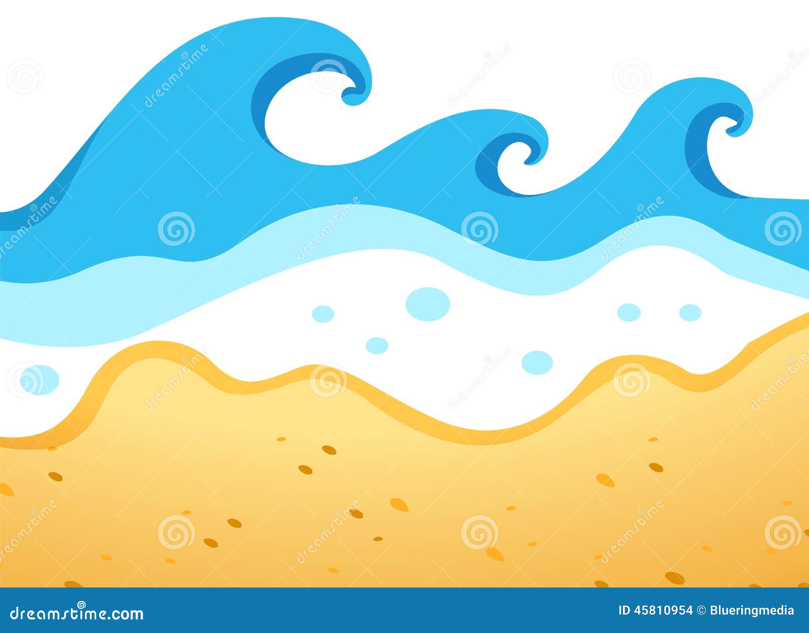 Une Plage Avec De Grandes Vagues Illustration de Vecteur - Illustration ...