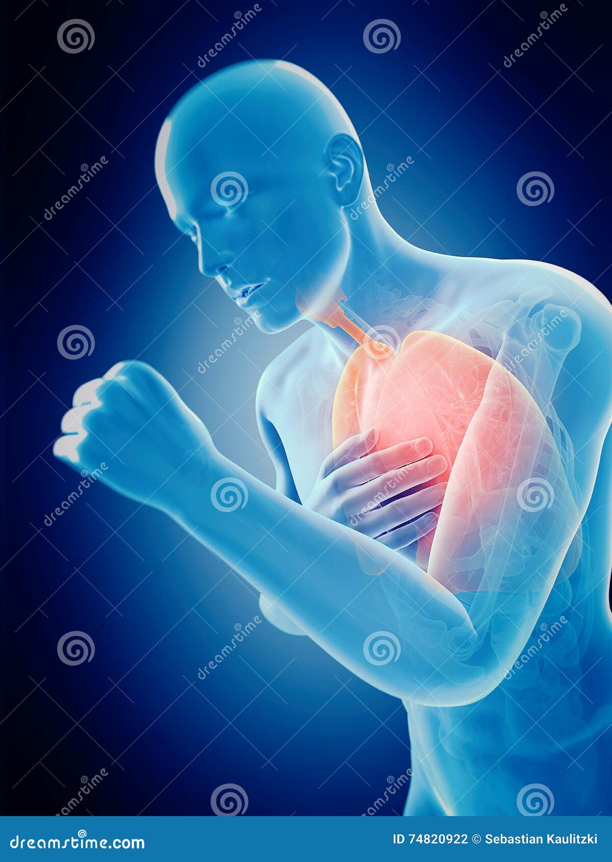 Une pose de toux illustration stock. Illustration du médecine - 74820922