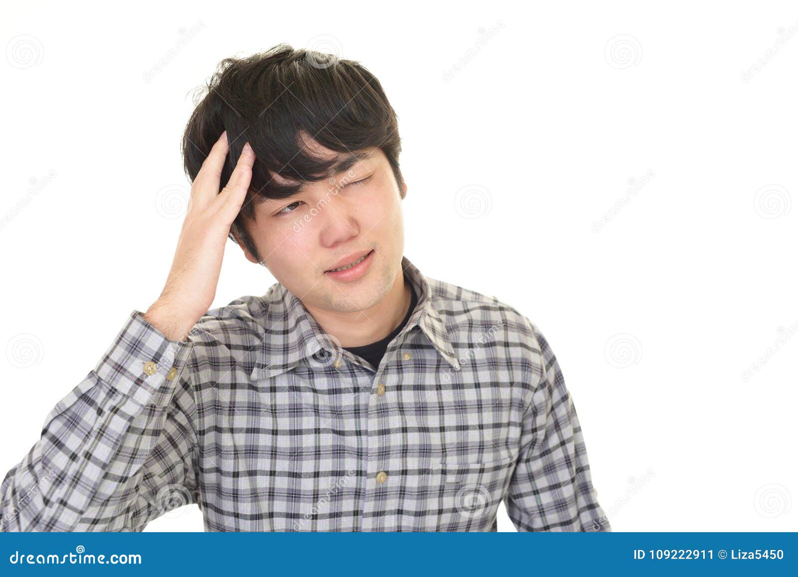 Uneasy Asian man stock image. Image of frustration, japanese - 109222911