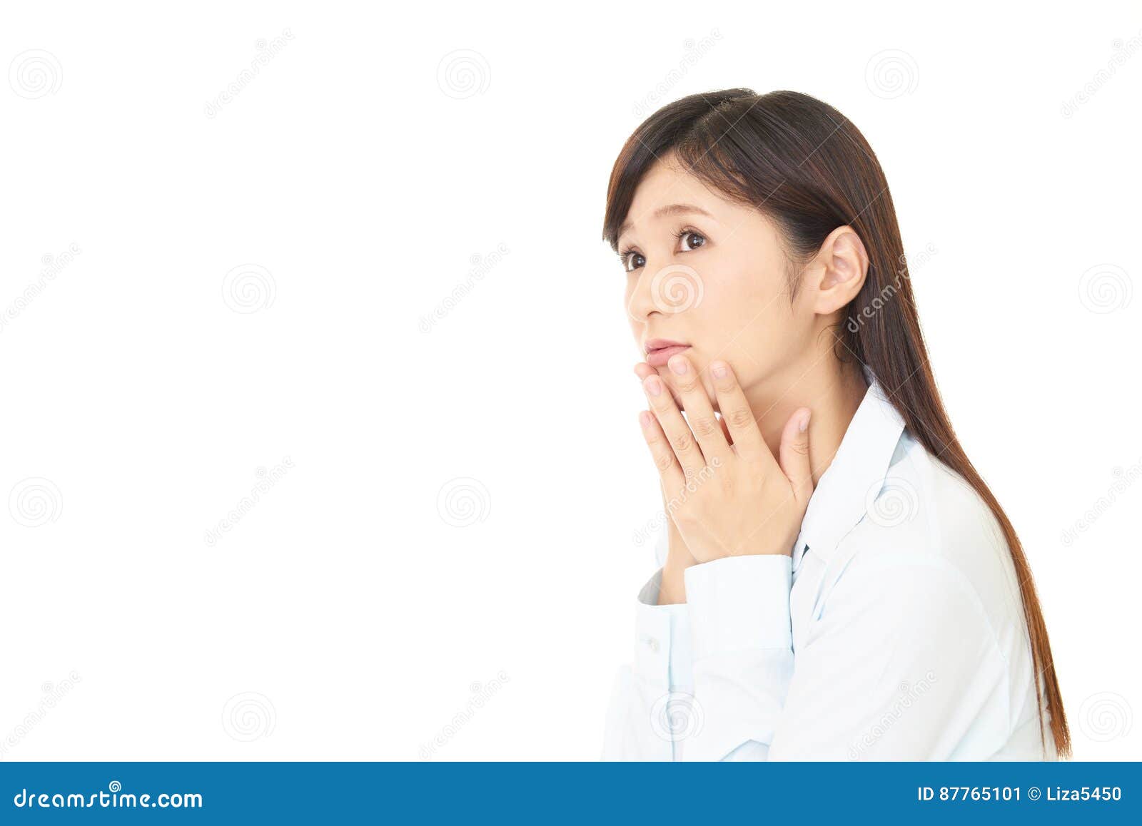 Uneasy Asian woman stock image. Image of health, anxious - 87765101